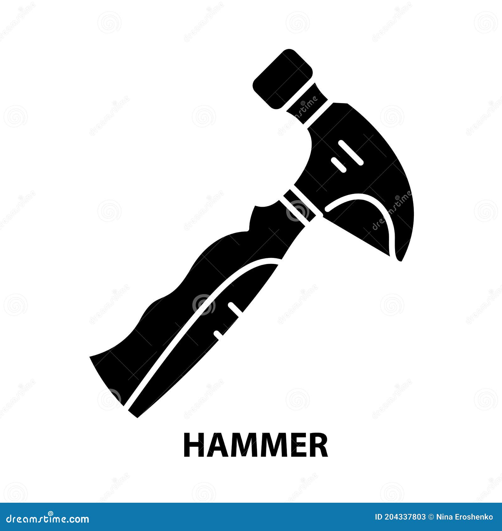 Hammer Symbol Icon, Black Vector Sign with Editable Strokes, Concept ...