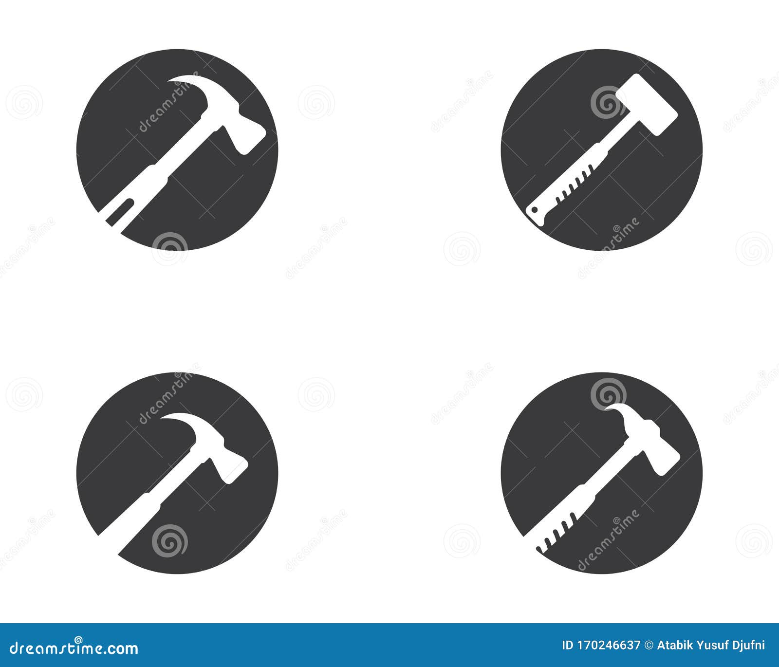 Hammer symbol vector icon stock vector. Illustration of build - 170246637