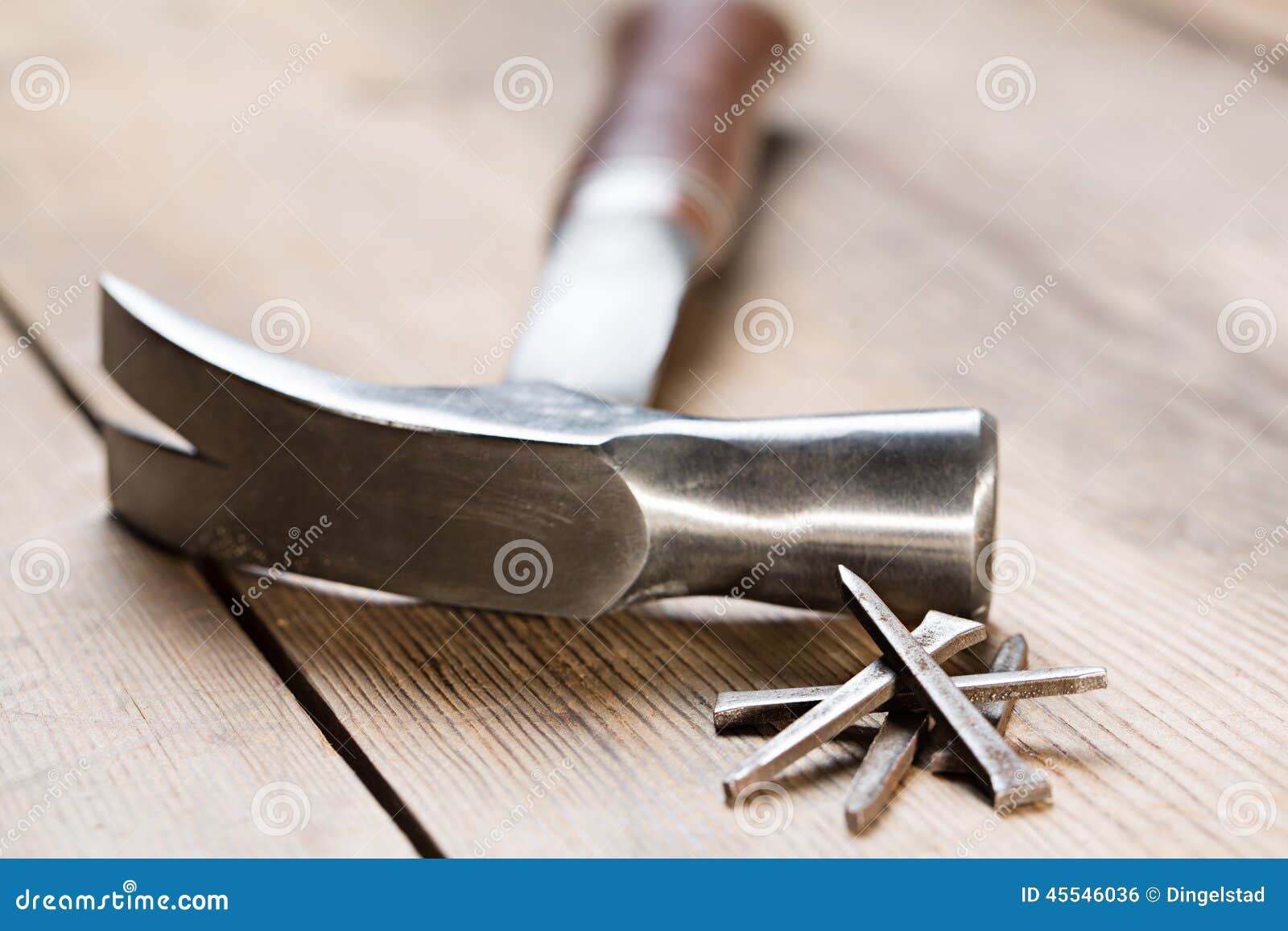 Hammer on table stock photo. Image of hardware, closeup - 45546036