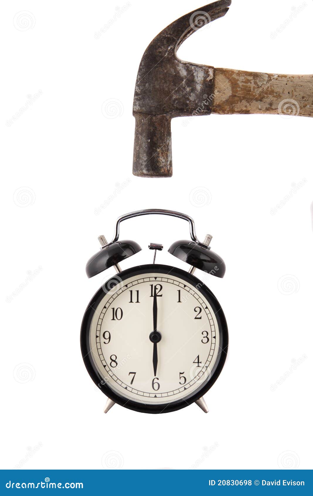 Hammer about To Smash Alarm Clock, Stock Photo - Image of ring, smash ...