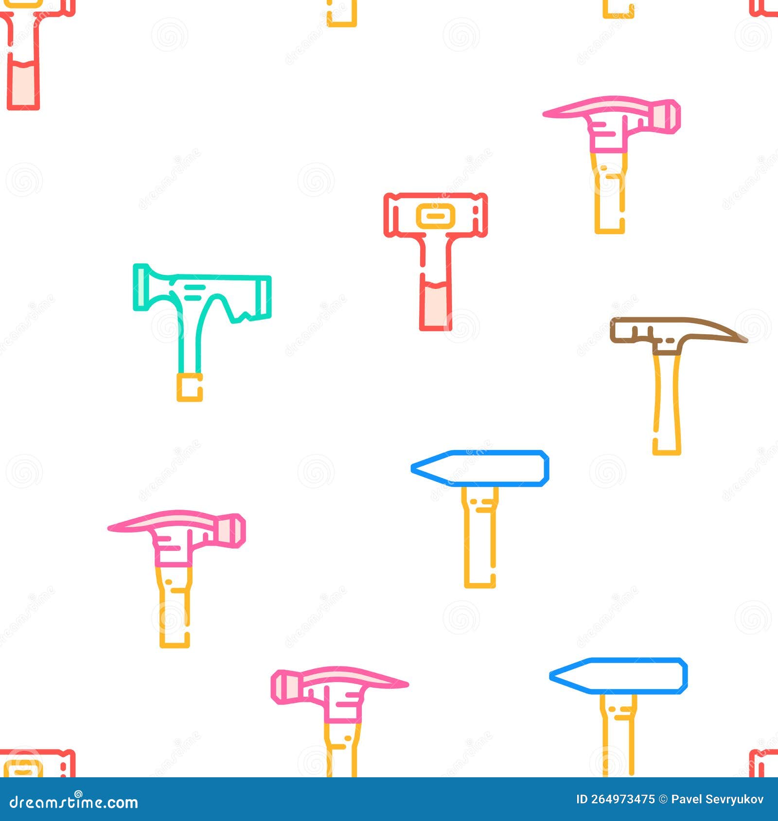 Hammer Tool Construction Vector Seamless Pattern Stock Vector ...