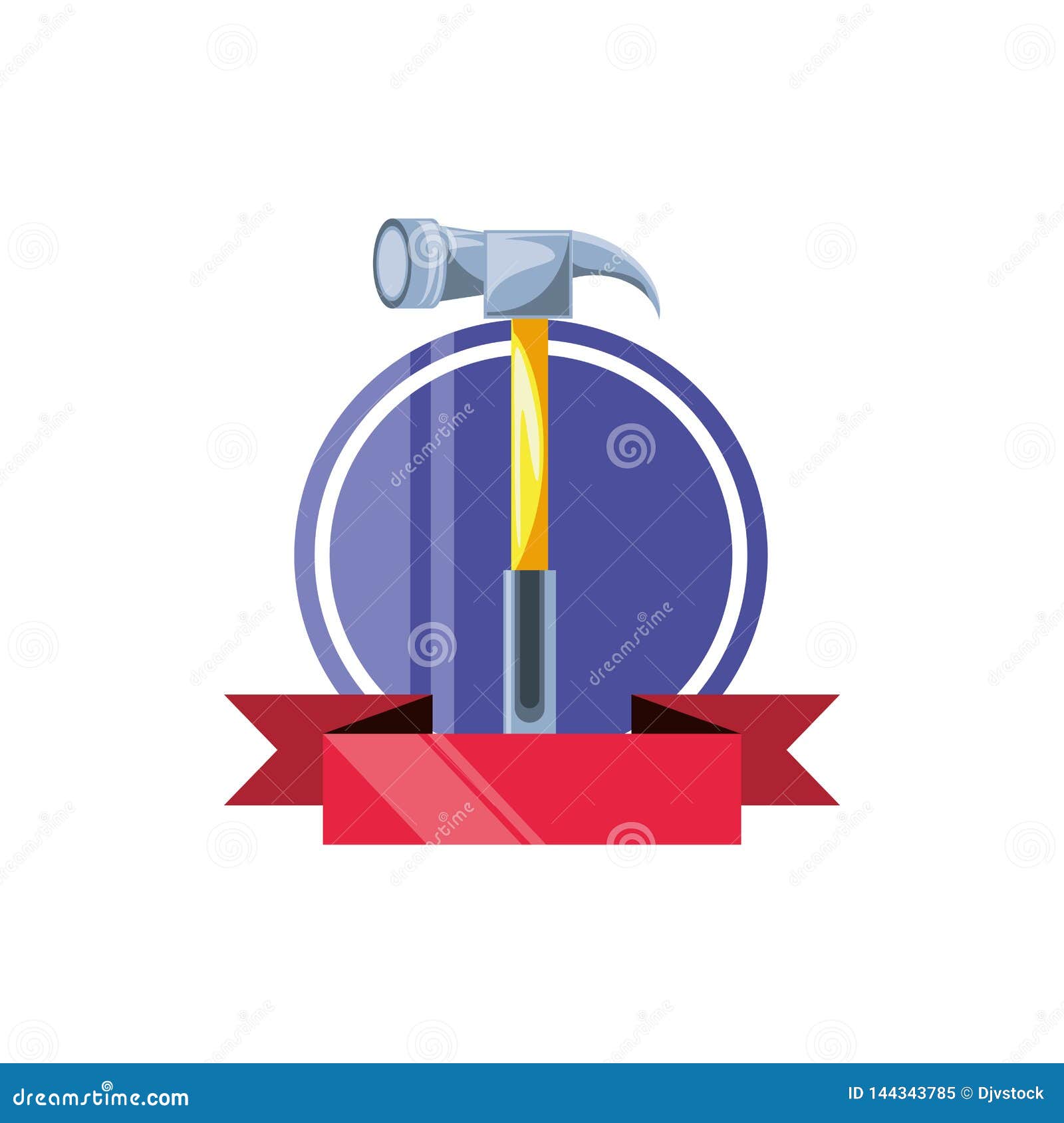 Hammer tool with ribbon stock illustration. Illustration of metal ...