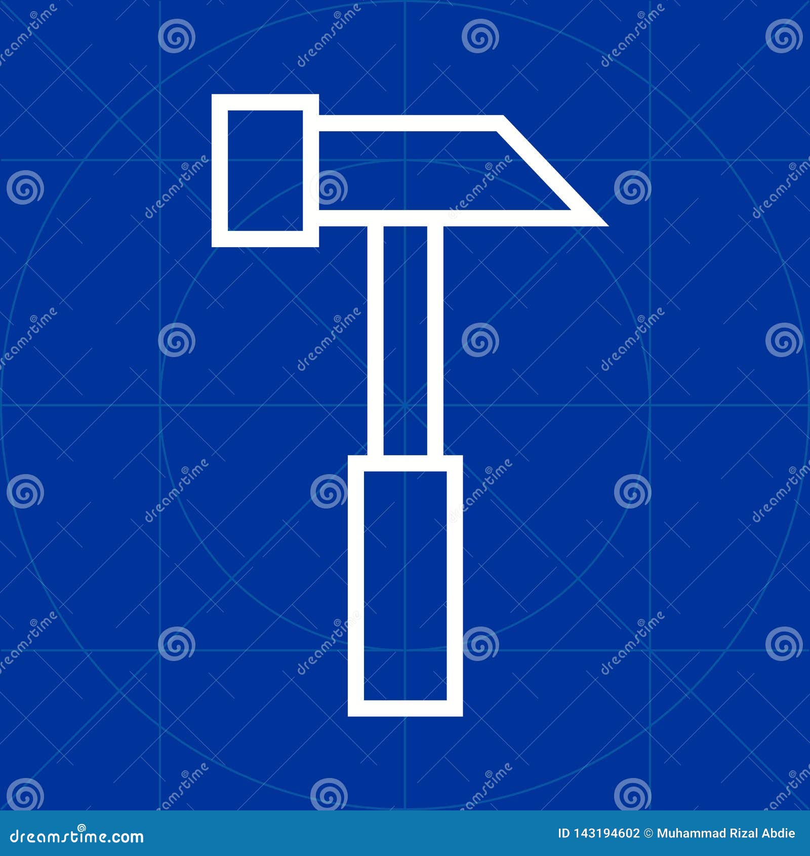 Hammer Tools Outline Sharp Line Icon Stock Vector - Illustration of ...