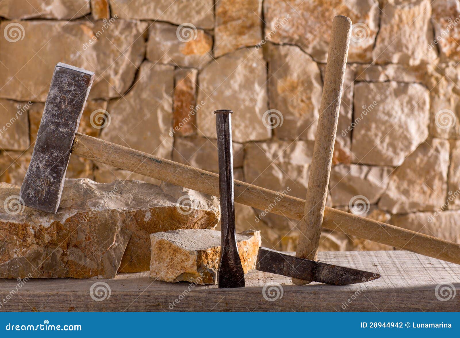 Hammer Tools of Stonecutter Masonry Work Stock Photo - Image of fort ...
