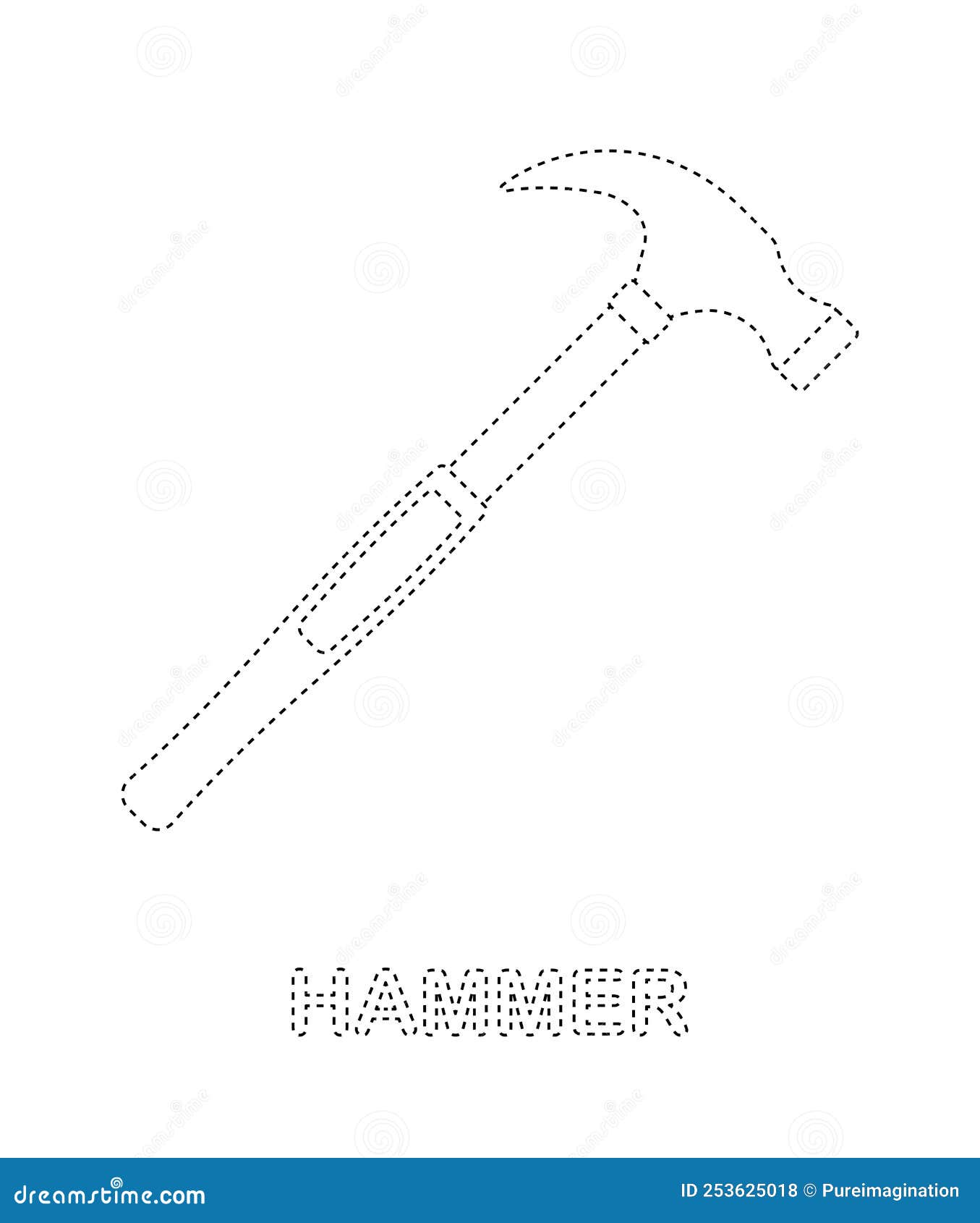 Hammer Tracing Worksheet for Kids Stock Vector - Illustration of ...