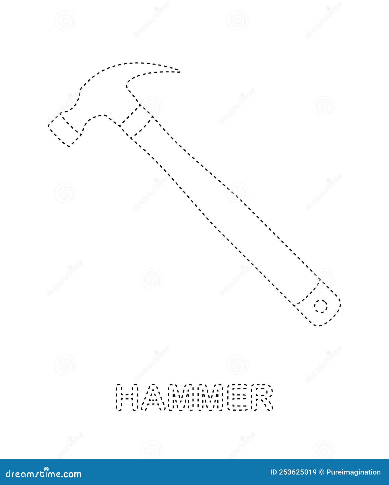 Hammer Tracing Worksheet for Kids Stock Vector - Illustration of ...