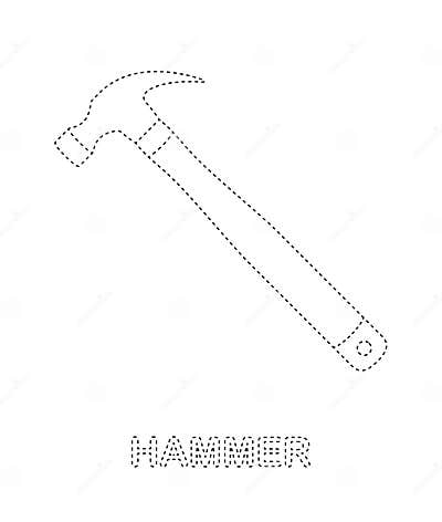 Hammer Tracing Worksheet for Kids Stock Vector - Illustration of ...