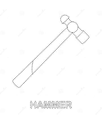 Hammer Tracing Worksheet for Kids Stock Vector - Illustration of kids ...