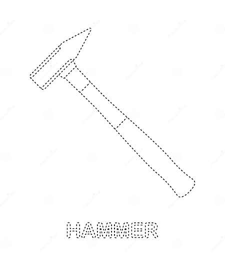 Hammer Tracing Worksheet for Kids Stock Vector - Illustration of funny ...
