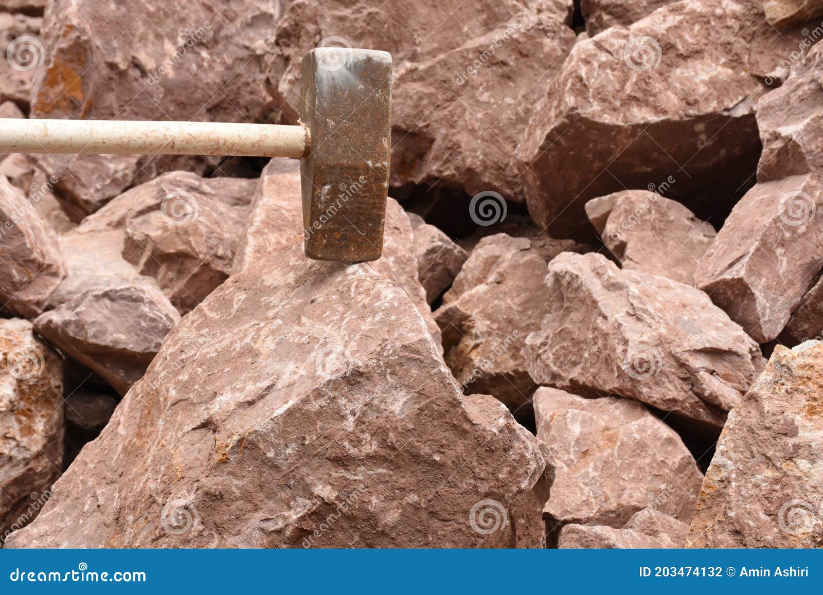 Hammer on Light Brown Stone Stock Photo - Image of momentum, attached ...