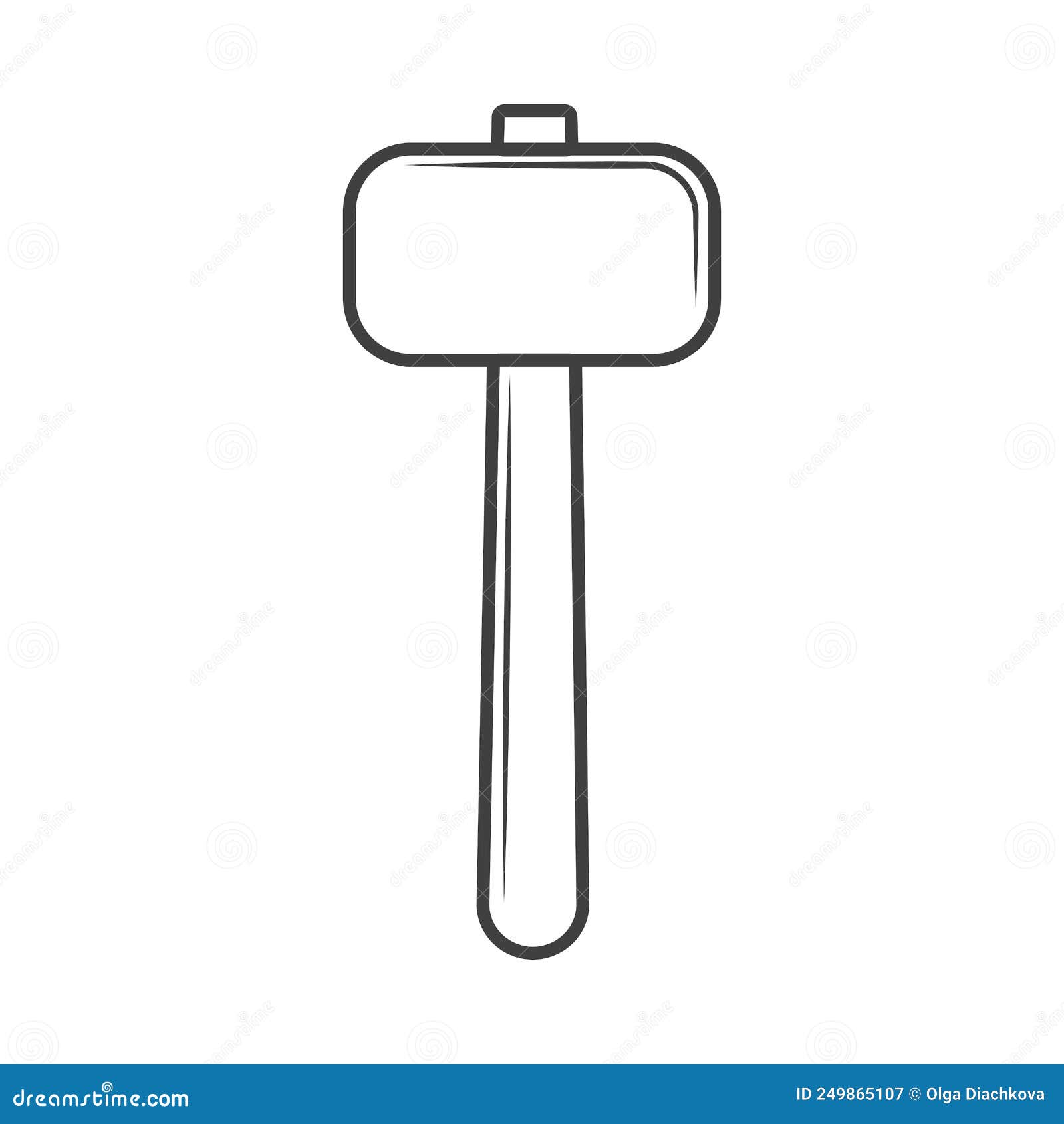 Hammer Vector Icon Outline Style Isolated on Back Stock Vector ...
