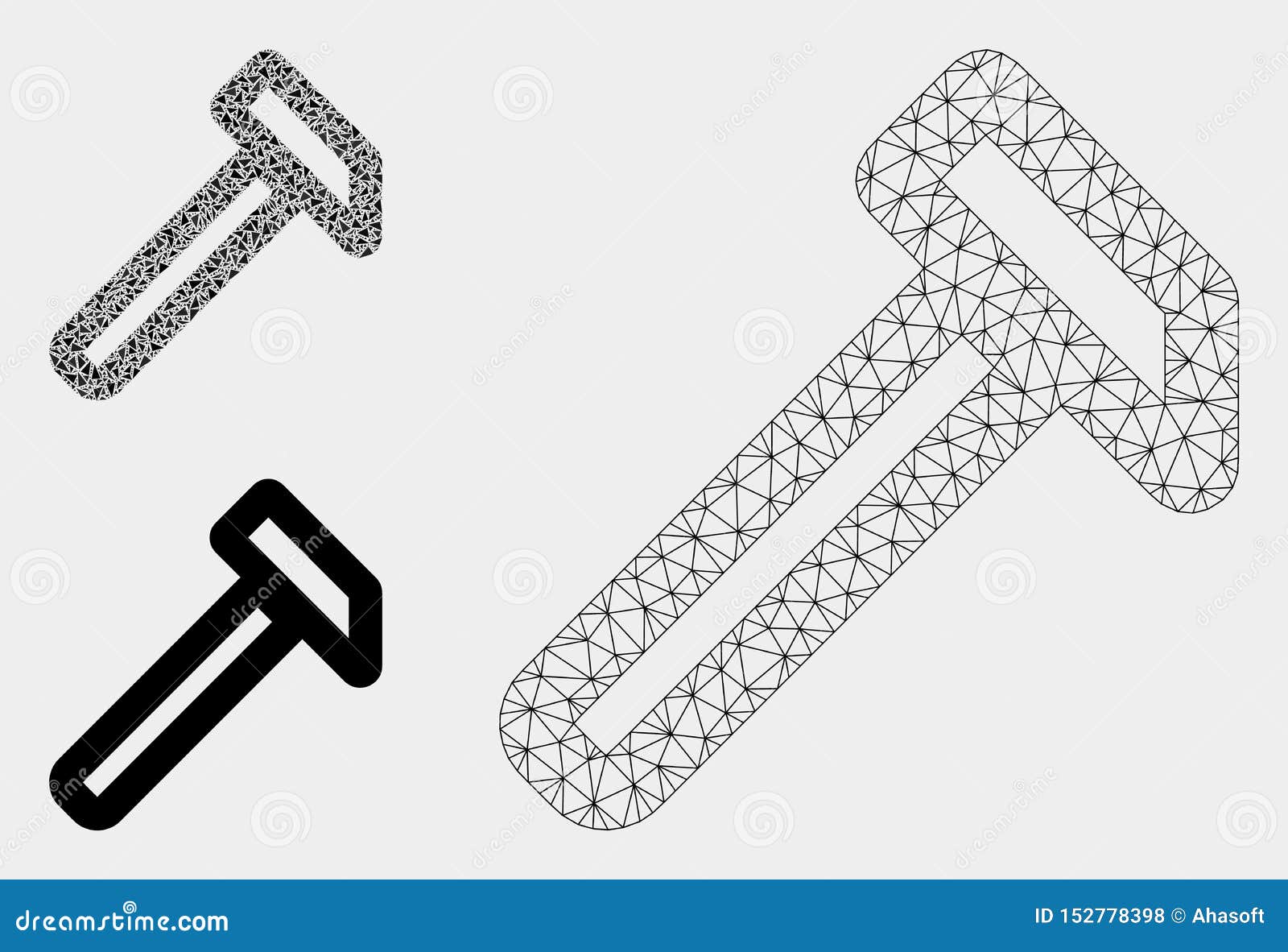 Hammer Vector Mesh 2D Model and Triangle Mosaic Icon Stock Vector ...