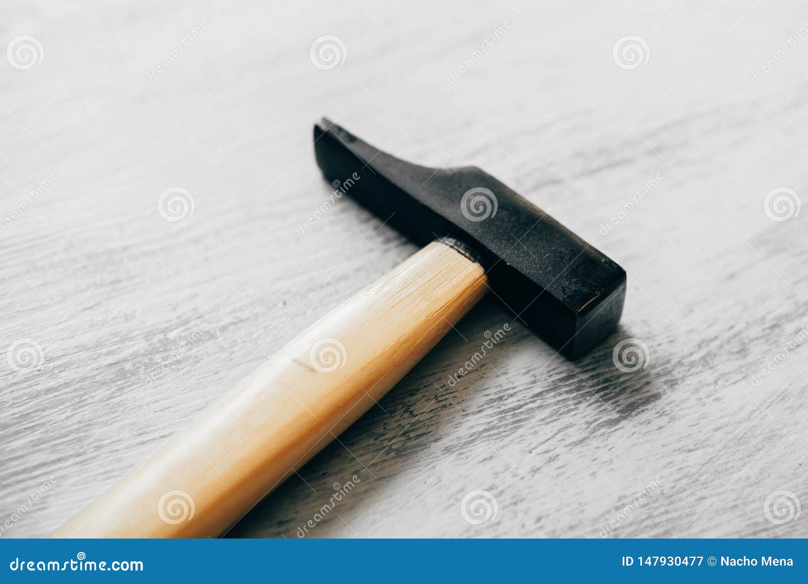 Hammer on Wooden Background. Carpentry and Construction Tools. Stock ...
