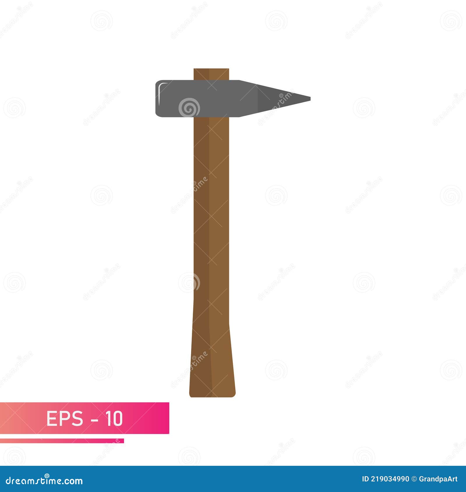 A Hammer with a Wooden Handle, the Most Common. Realistic Design. on a ...