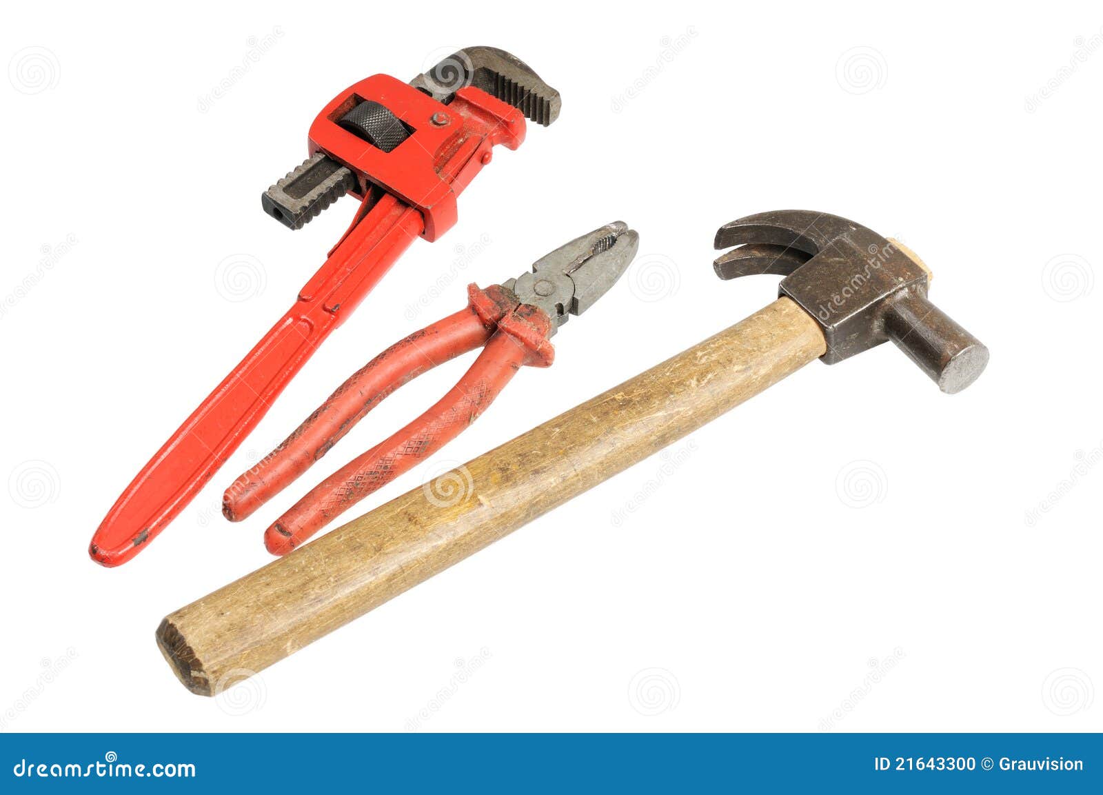 Hammer And Wrench With House Icon On Wooden Table Over Blur Colo Stock ...