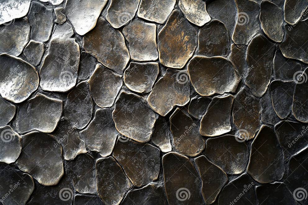 A Hammered Metal Surface with Irregular Dents and Textures, Reflecting ...