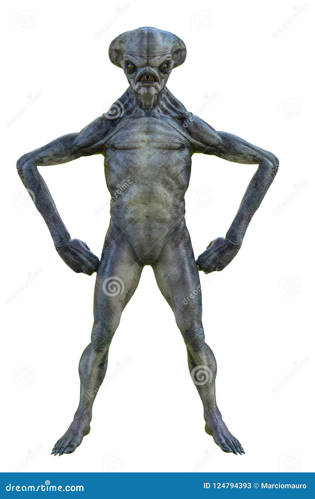 Hammerhead Alien Exploring Arround Stock Illustration - Illustration of ...