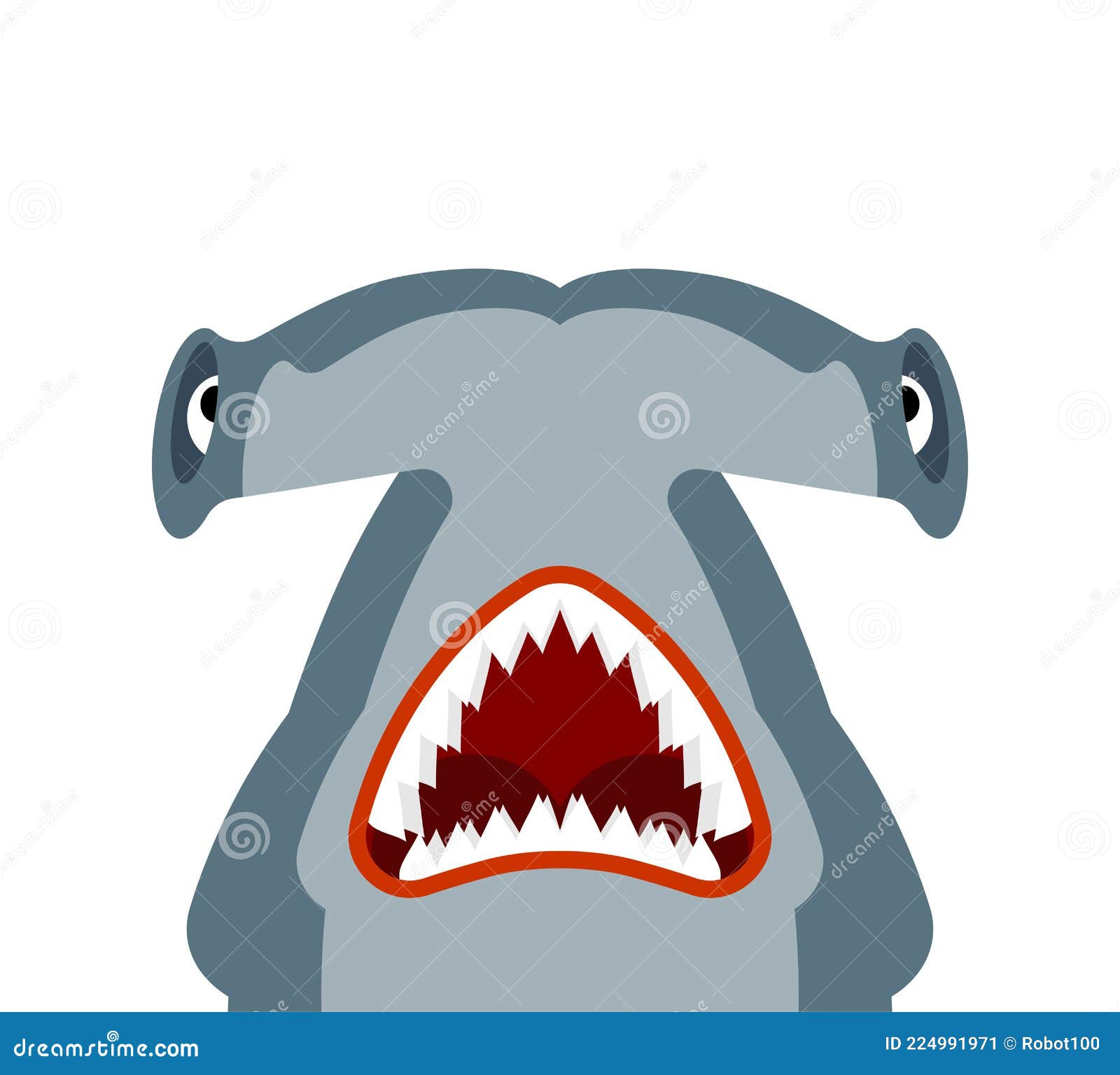 Hammerhead Shark Head Isolated. Fish Hammer Face Stock Vector ...