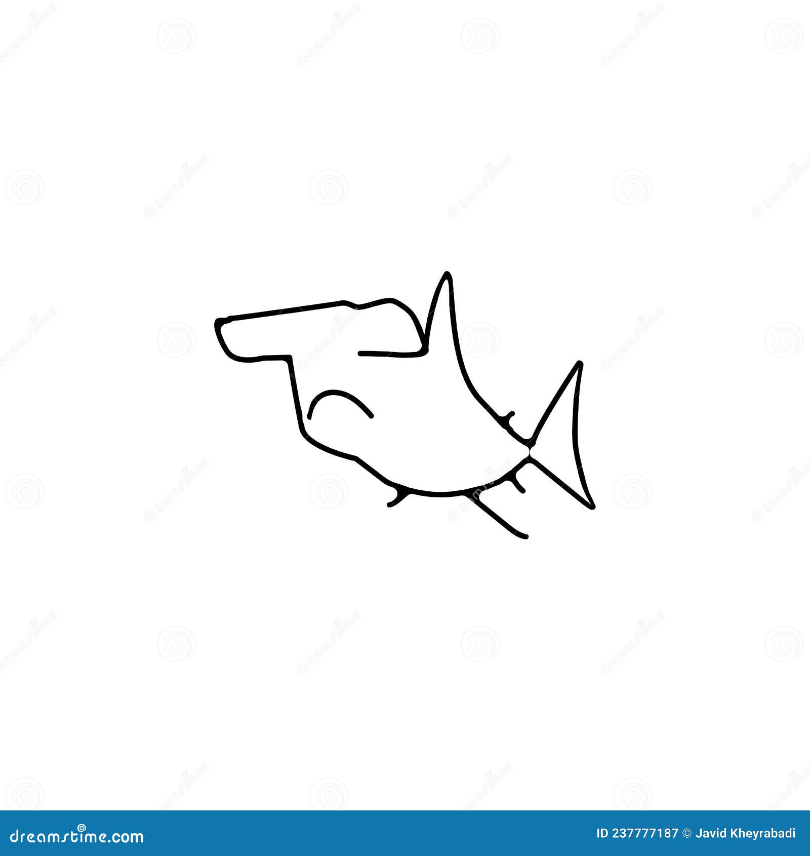 Outline Hammerhead Shark. Coloring Page. Black And White Hammerhead ...