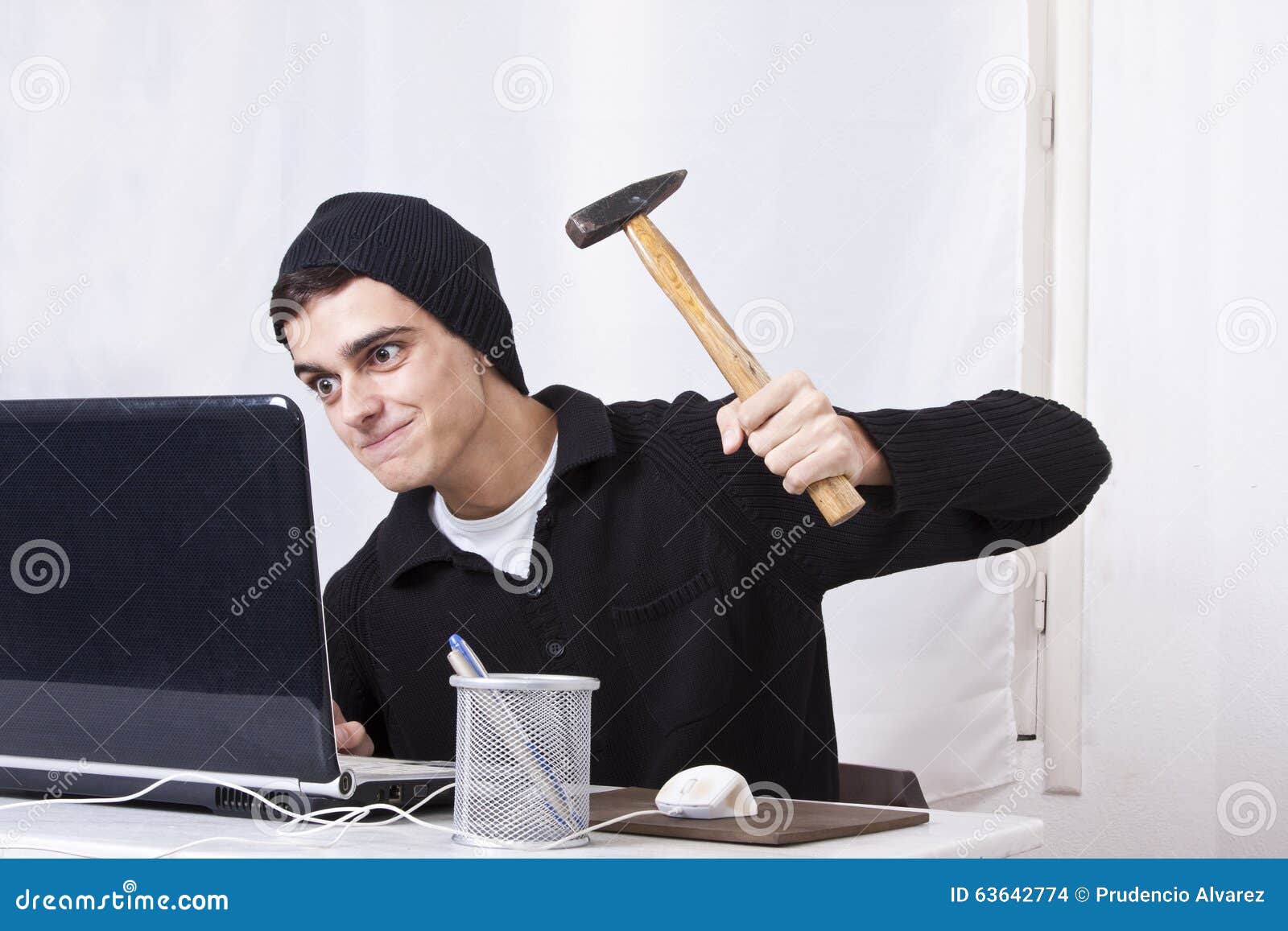 Hammering computer stock photo. Image of creative, hammering - 63642774