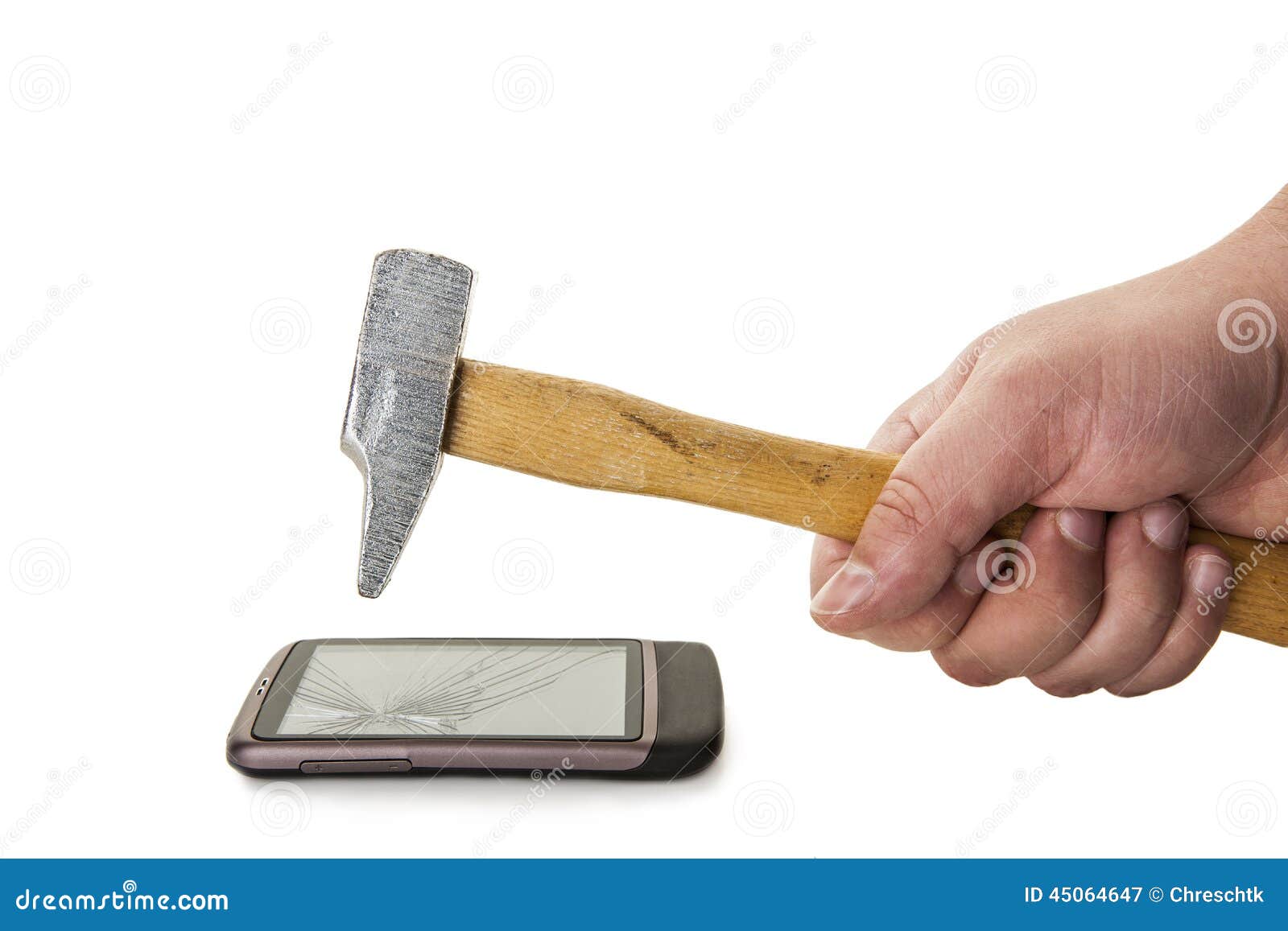 Hammering on the display stock image. Image of malfunction - 45064647