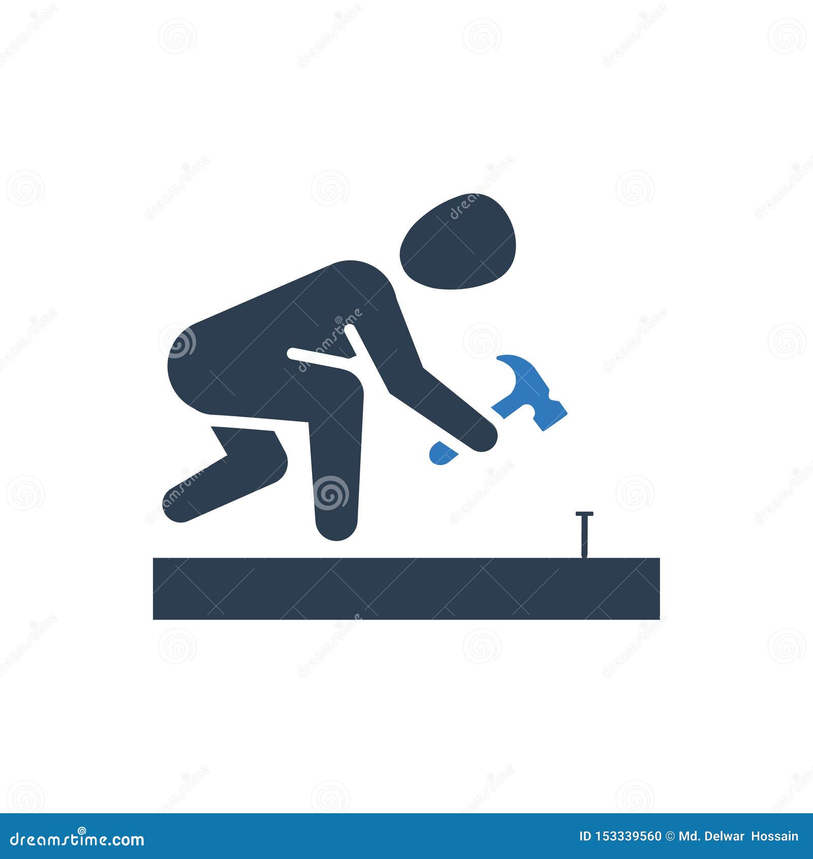 Hammering Nails icon stock vector. Illustration of renovation - 153339560