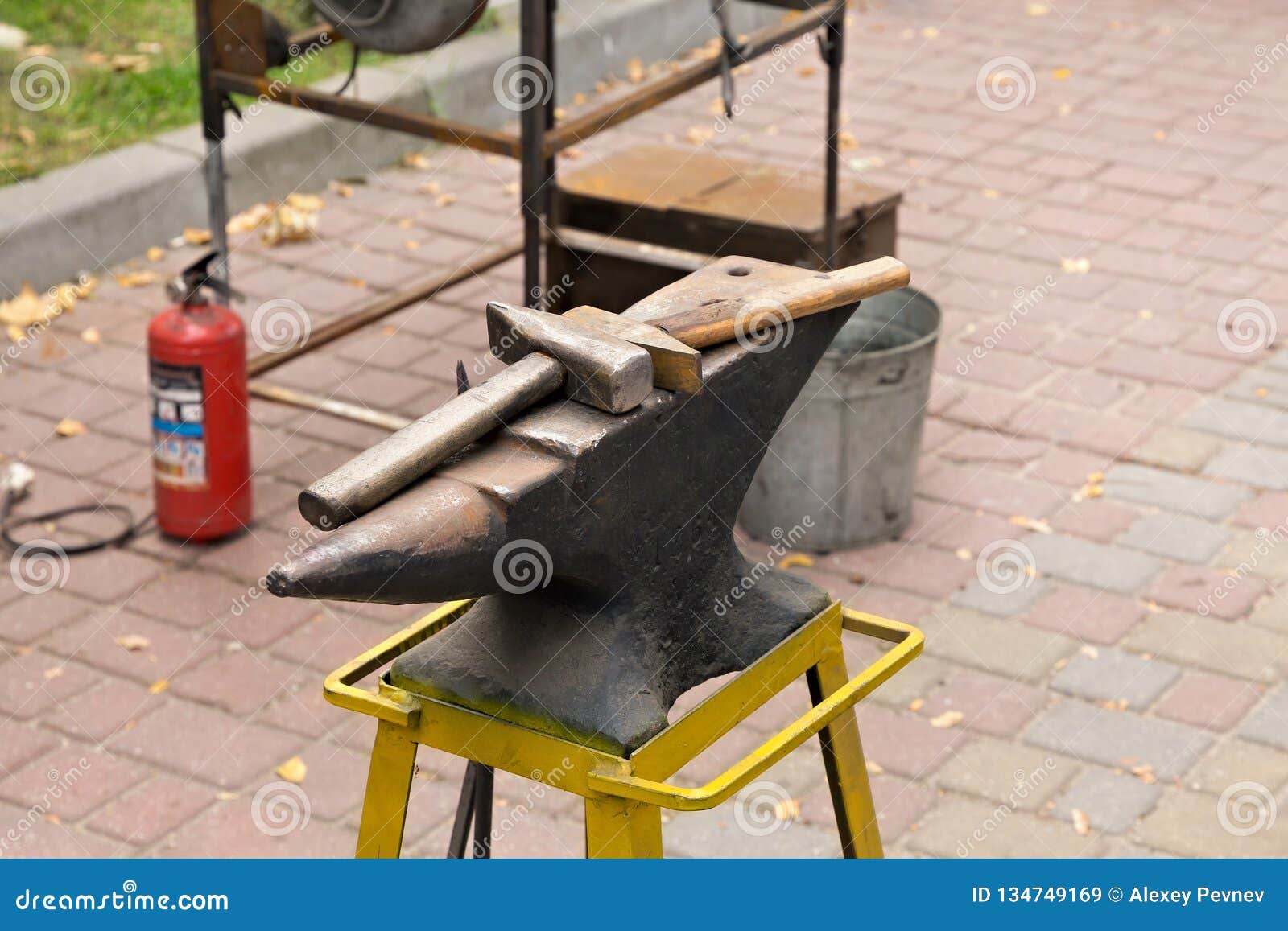 Hammers on the anvil. stock image. Image of manual, handmade - 134749169