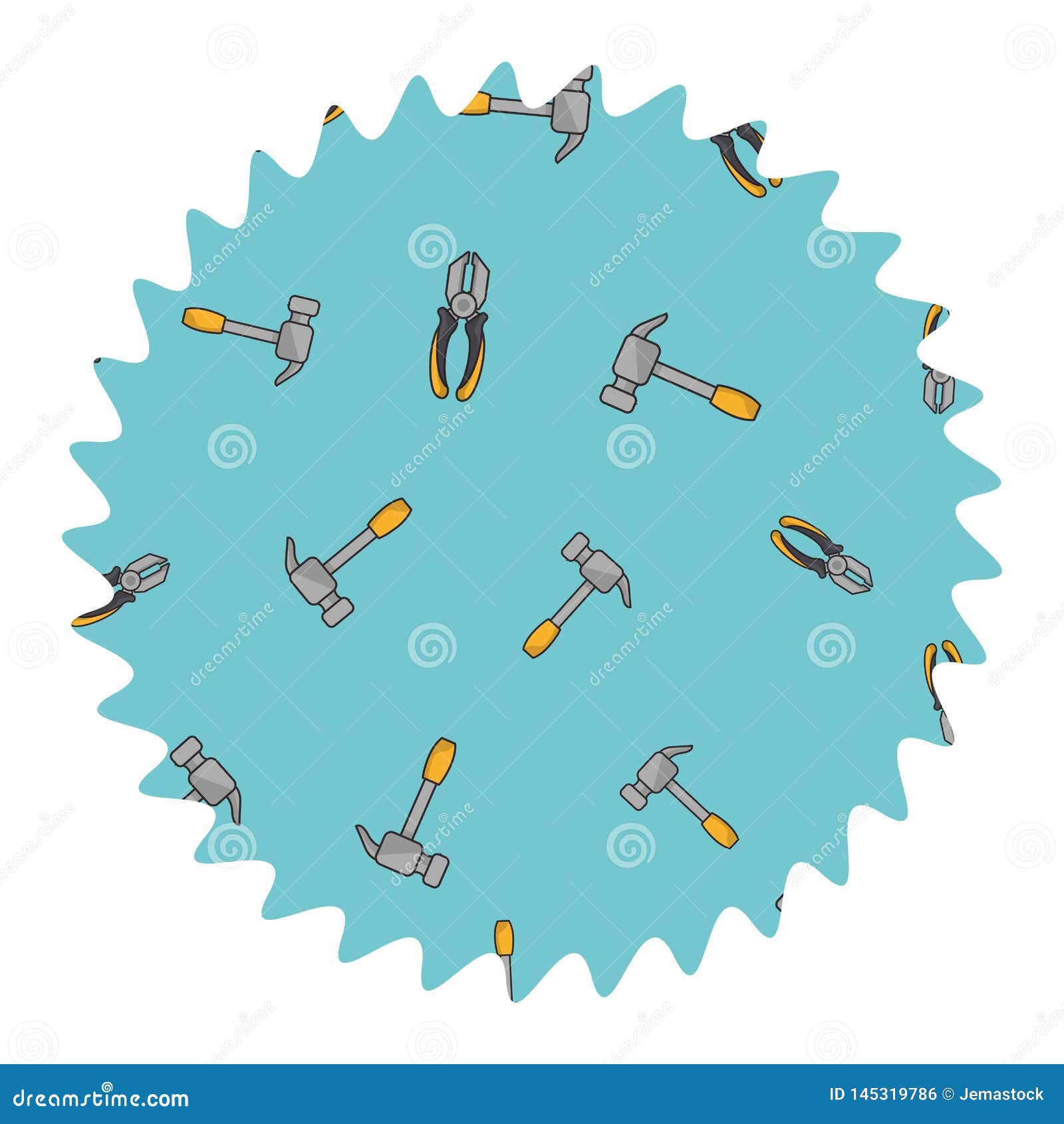 Hammers Construction Tools Pattern Background Vector Illustration | CartoonDealer.com #192614592