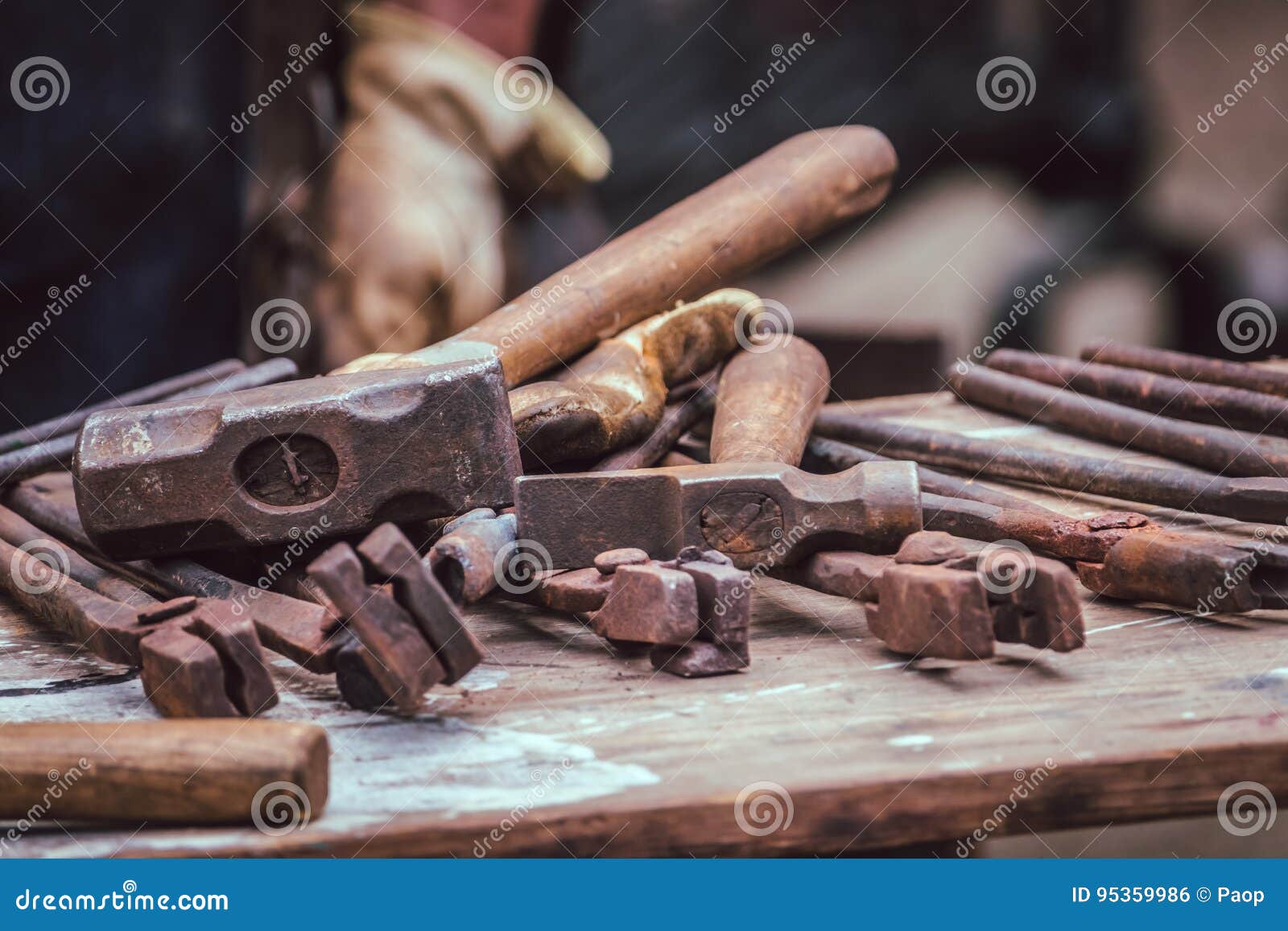 Hammers and Tools on a Table Stock Photo - Image of chisel, heavy: 95359986
