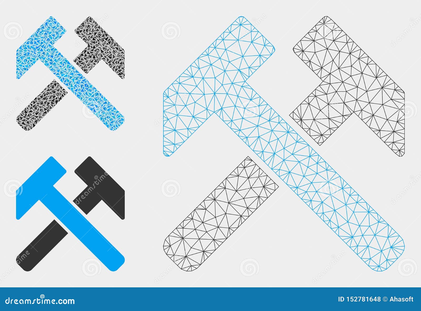 Hammers Vector Mesh 2D Model and Triangle Mosaic Icon Stock Vector ...