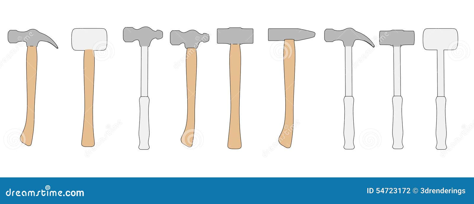 Hammers (work tools) stock illustration. Illustration of tools - 54723172