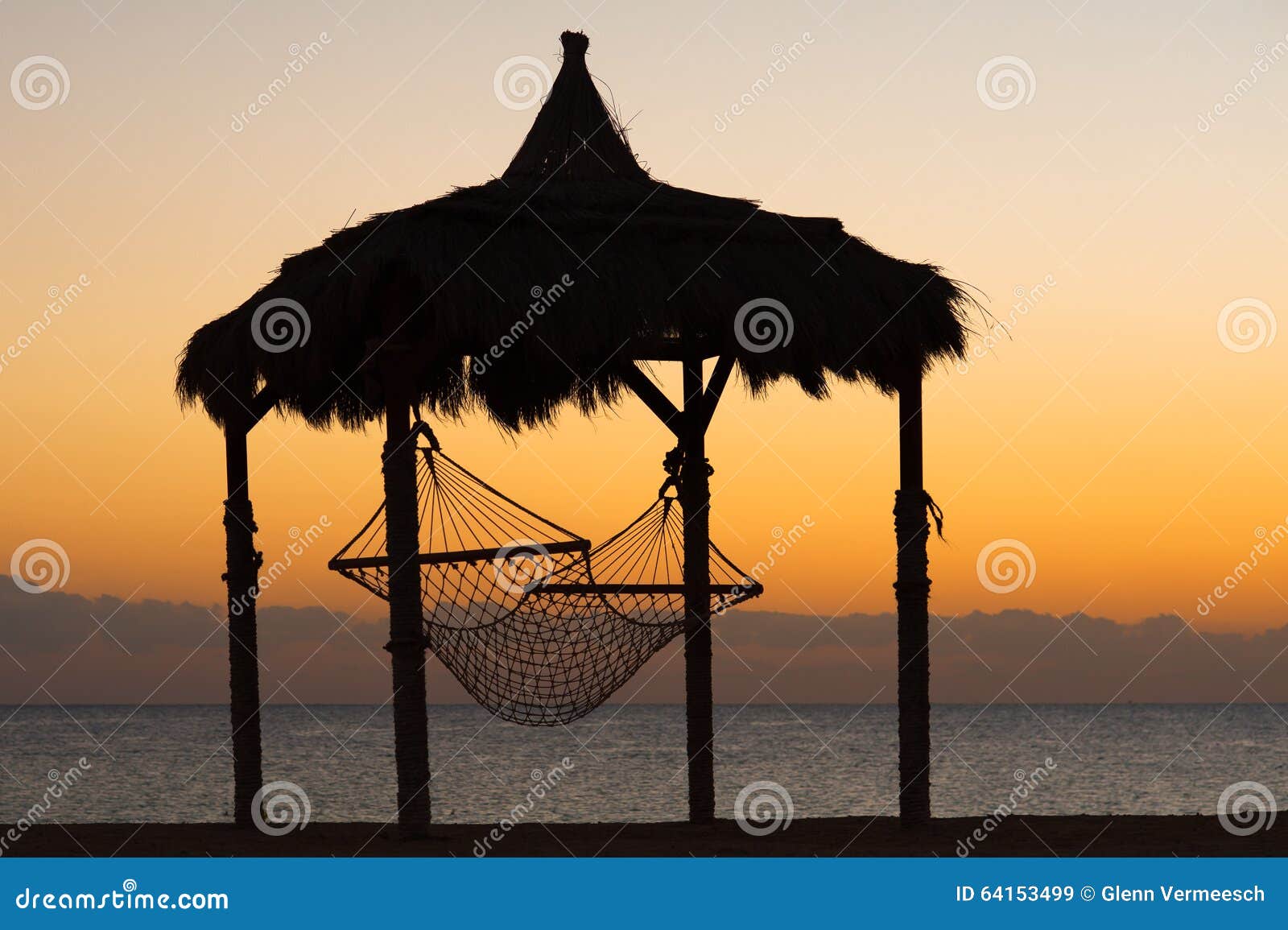 Hammock at the Beach during Sunset Stock Image - Image of cabana, palm ...