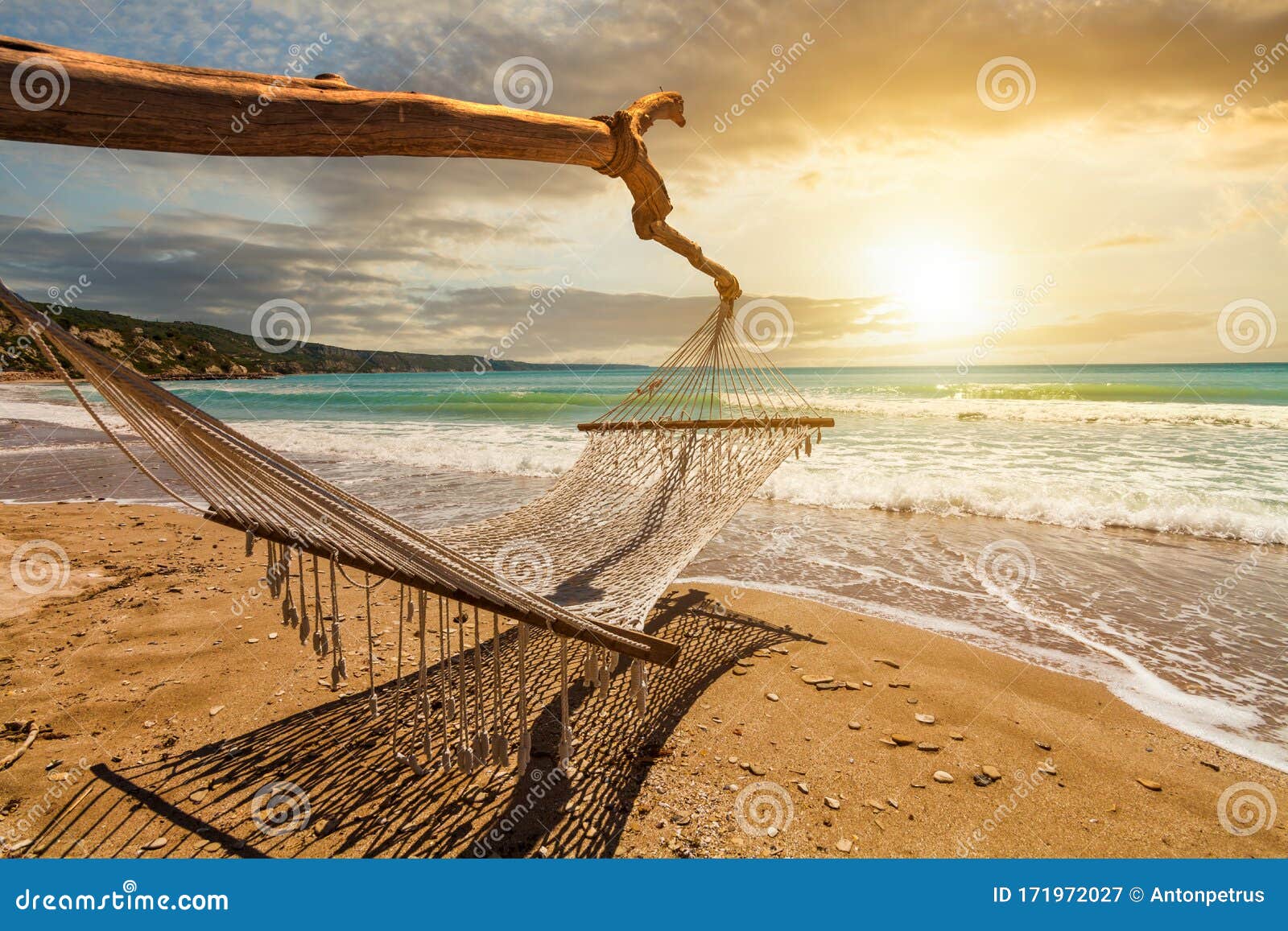 Hammock on the Beach at Sunset. Summer Vacation on Tropical Resort ...