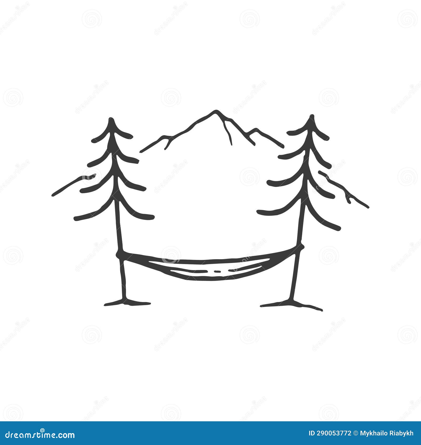Hammock Drawing, Hammock with Trees Stock Vector - Illustration of ...
