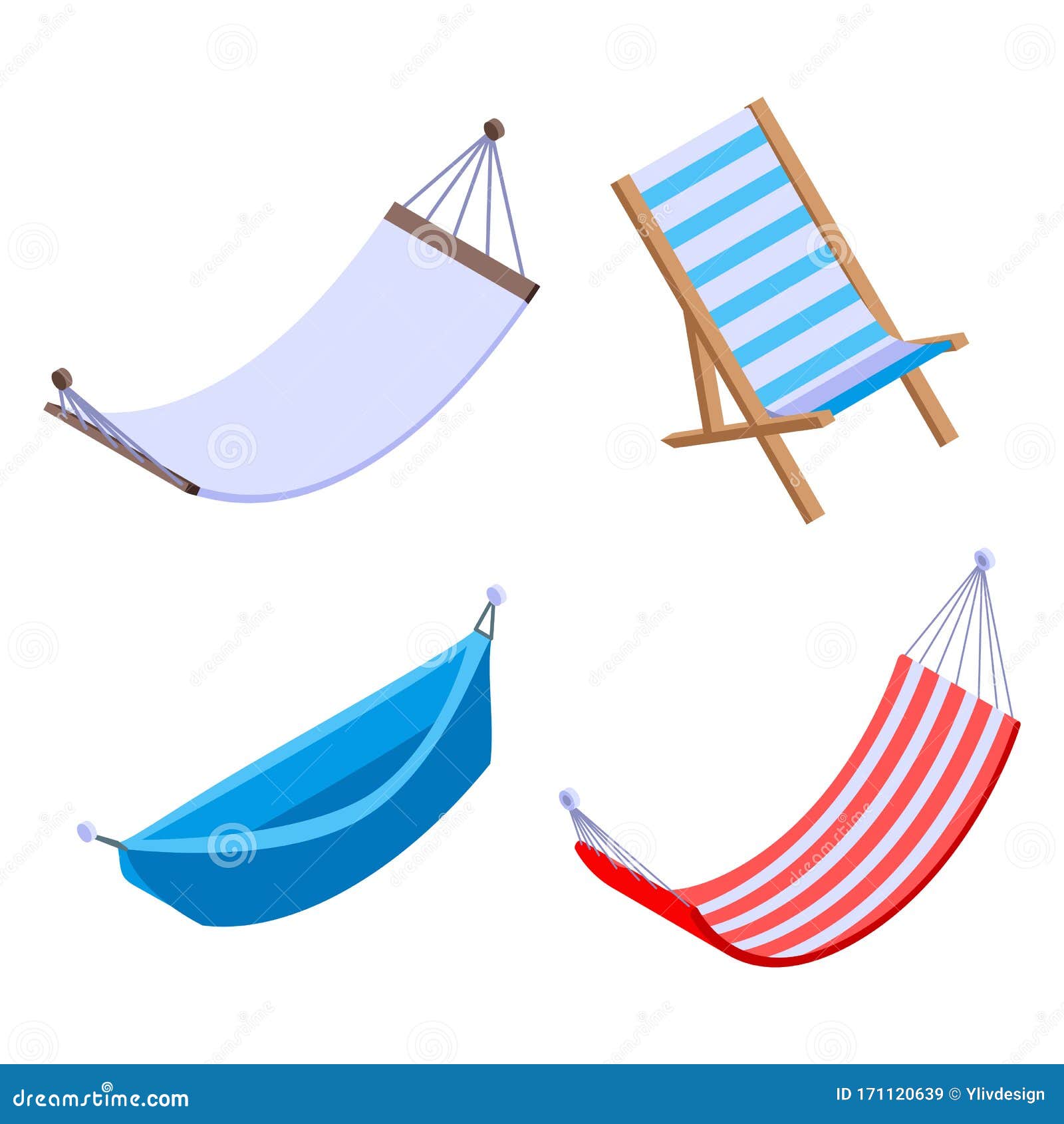 Hammock Icons Set, Isometric Style Stock Vector - Illustration of ...
