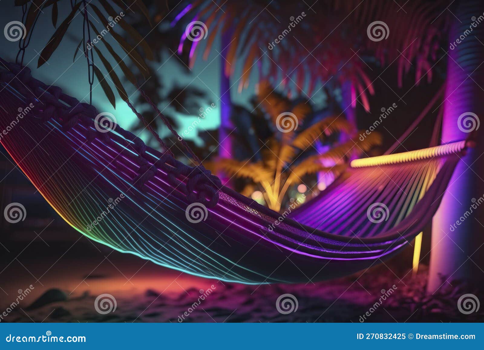 Hammock in Neon Colors. Generative AI Stock Illustration - Illustration ...