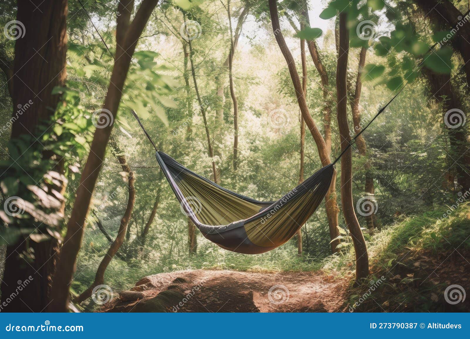 Hammock Swing Hanging from a Tree in the Forest, Surrounded by Nature ...