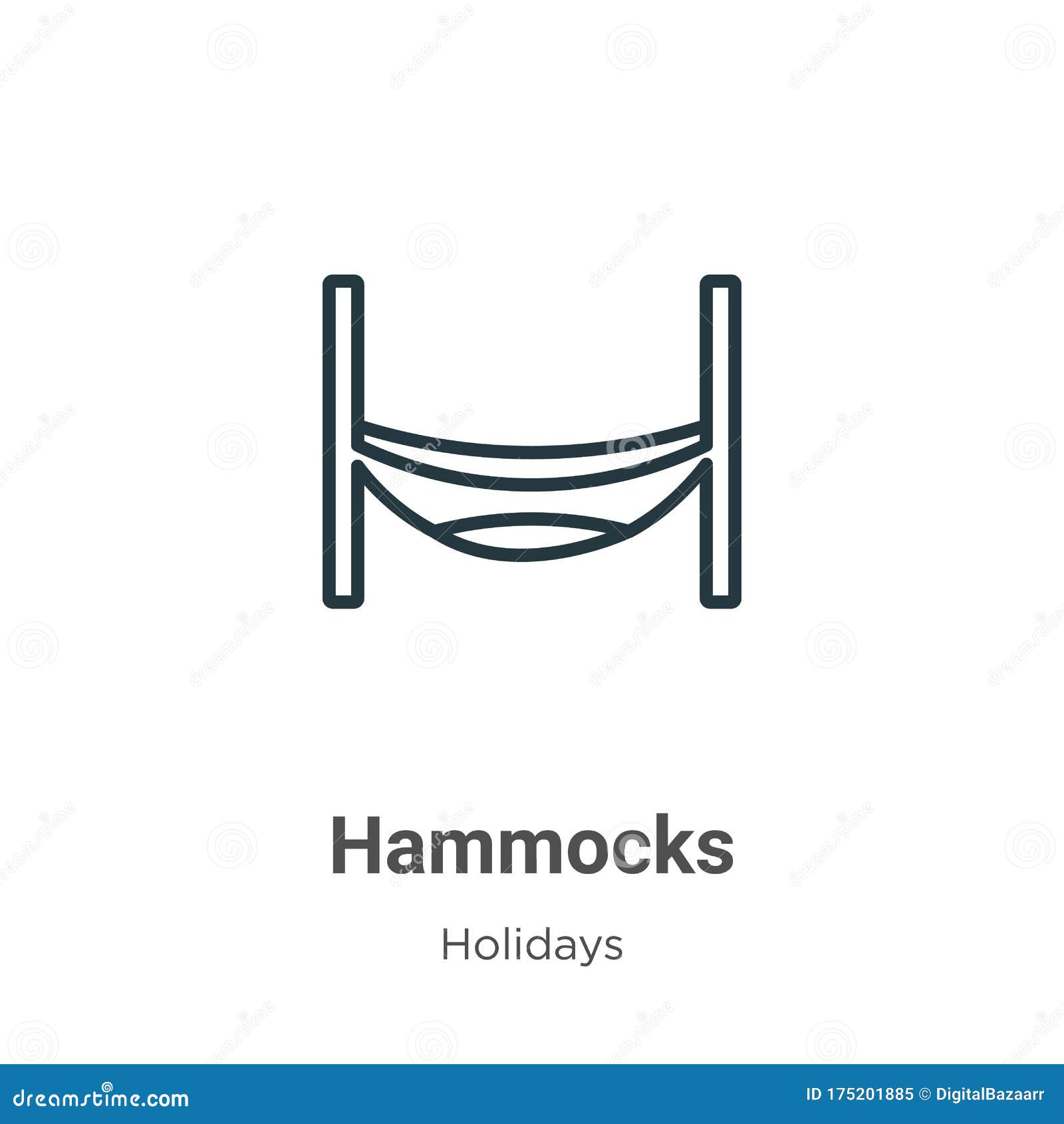 Hammocks Outline Vector Icon. Thin Line Black Hammocks Icon, Flat Vector Simple Element ...