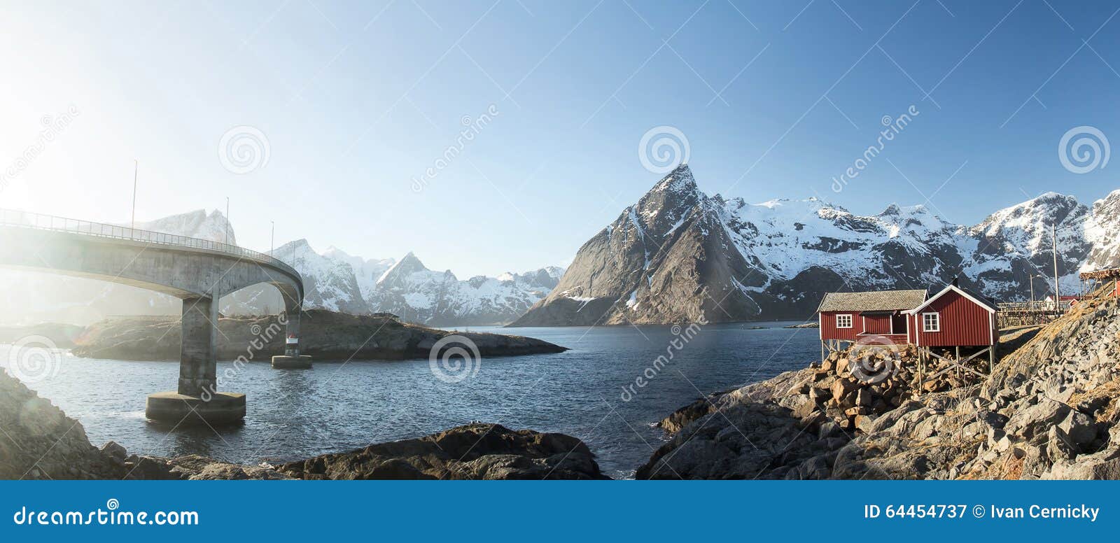 Hamnoy, panoramic view stock image. Image of nordland - 64454737
