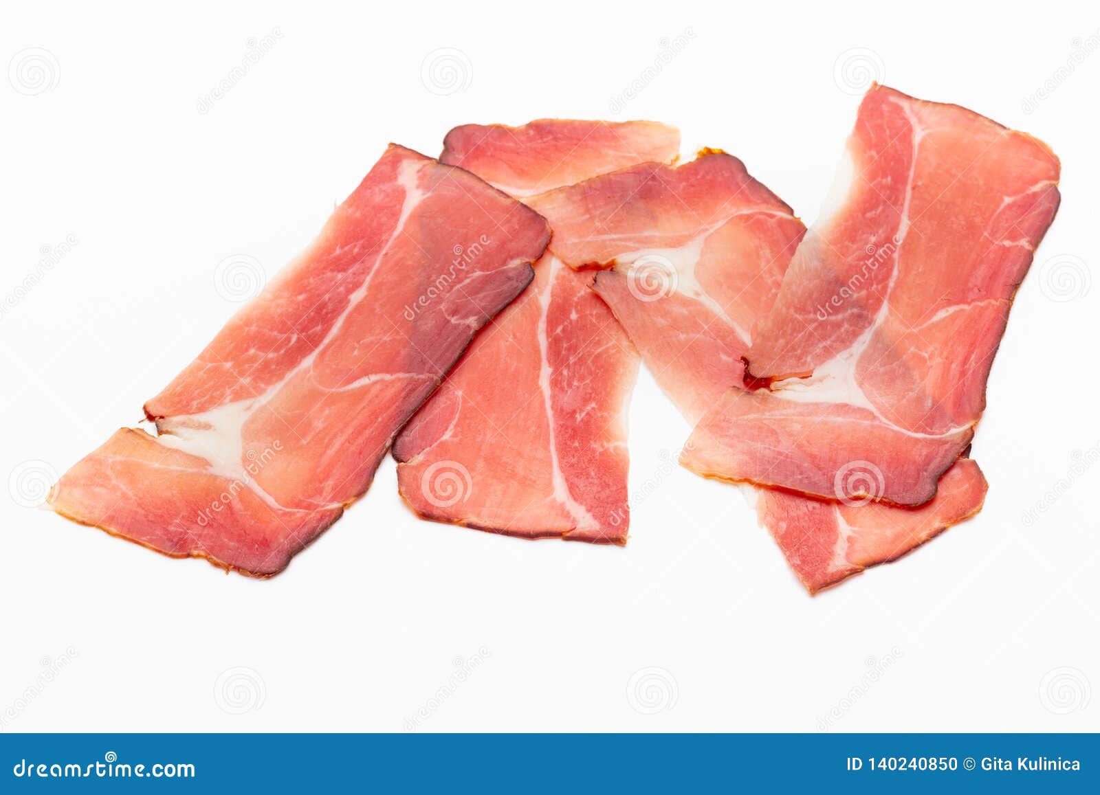 Hamon Sliced on White Background. Spanisch Traditional Meat Stock Photo ...