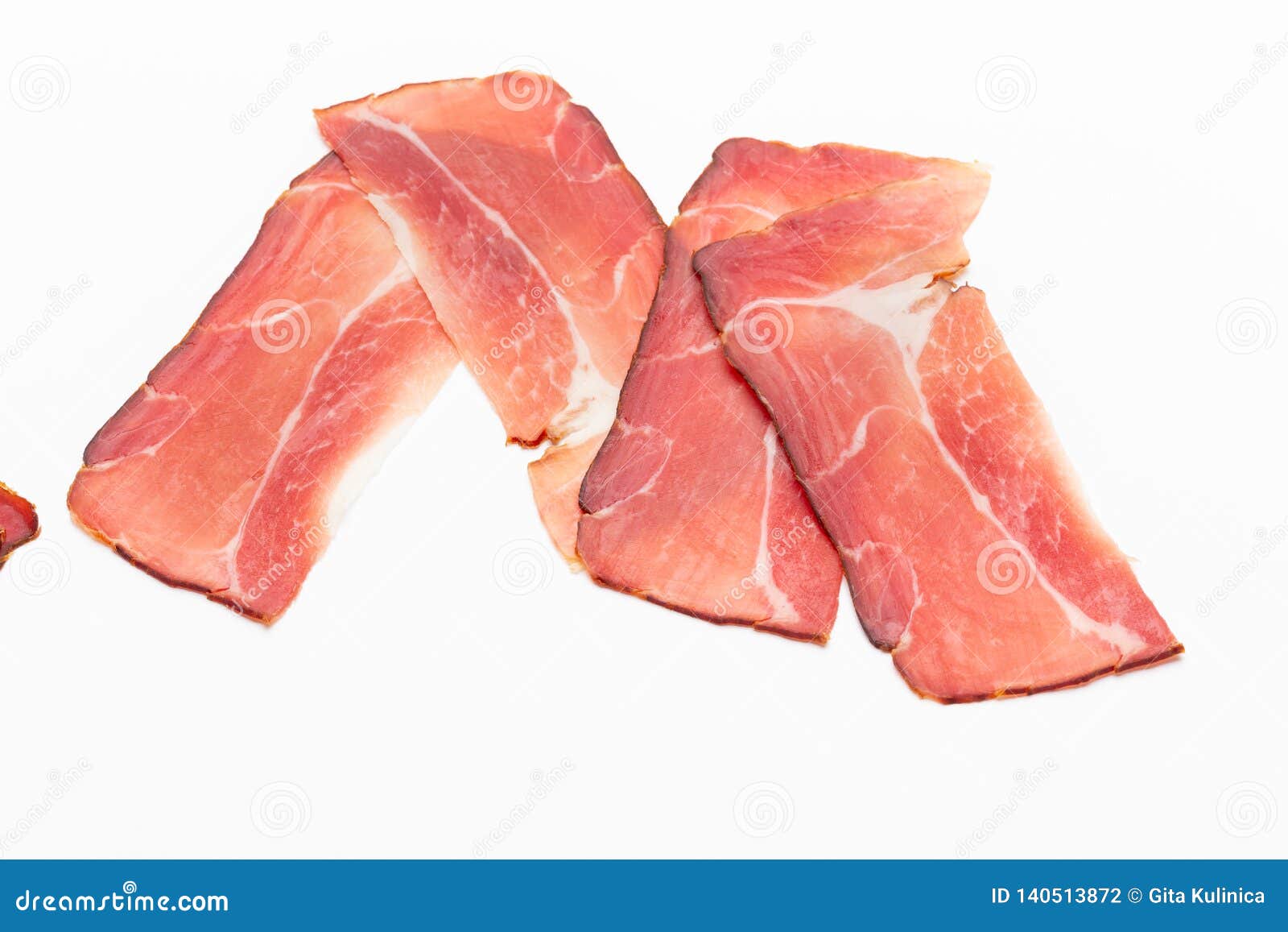 Hamon Sliced on White Background. Spanisch Traditional Meat Stock Photo ...