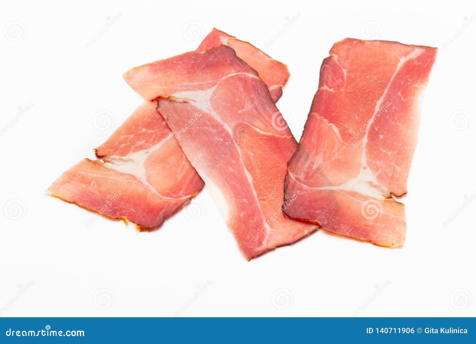 Hamon Sliced on White Background. Spanisch Traditional Meat Stock Photo ...