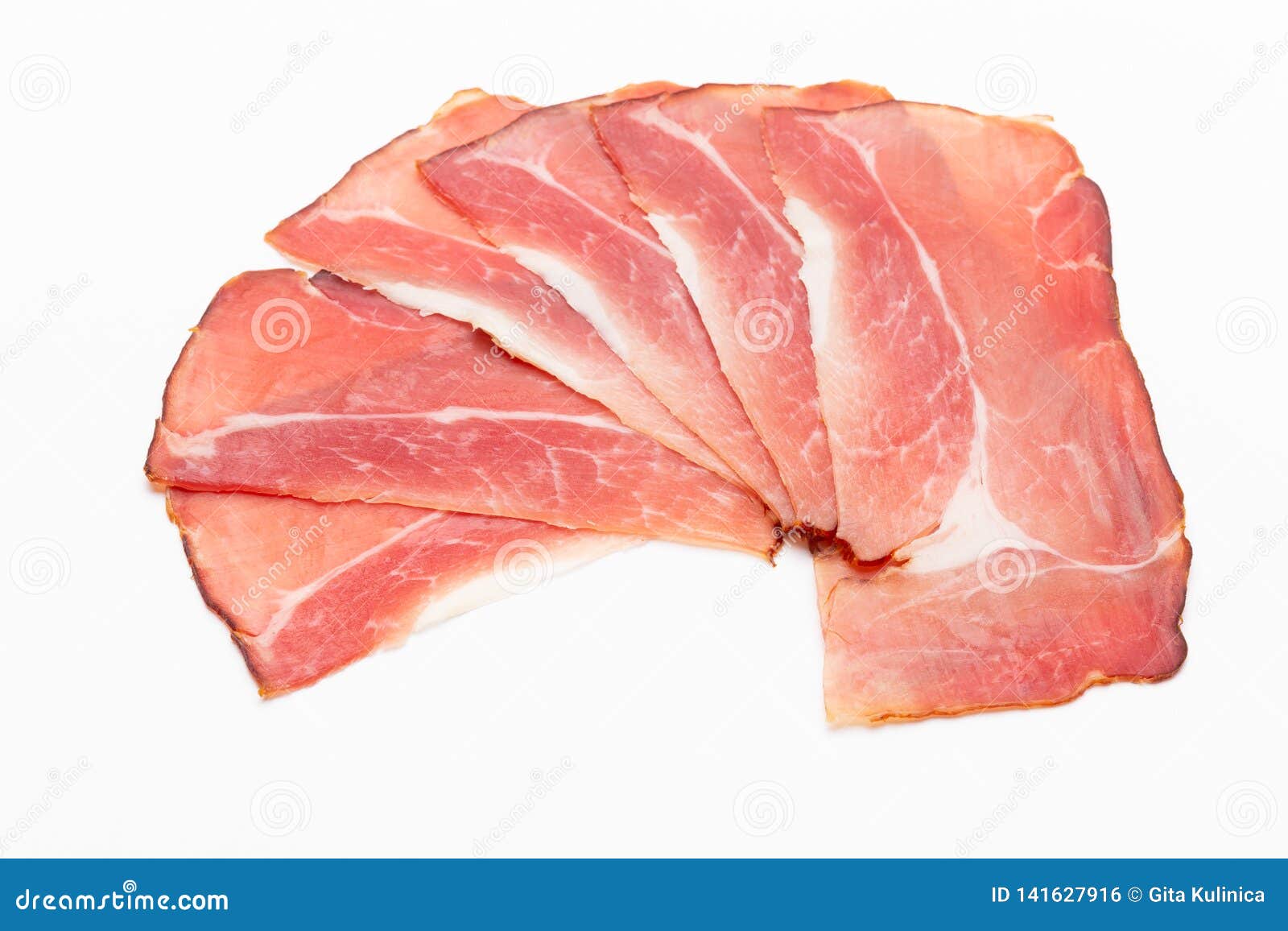 Hamon Sliced on White Background. Spanisch Traditional Meat Stock Photo ...