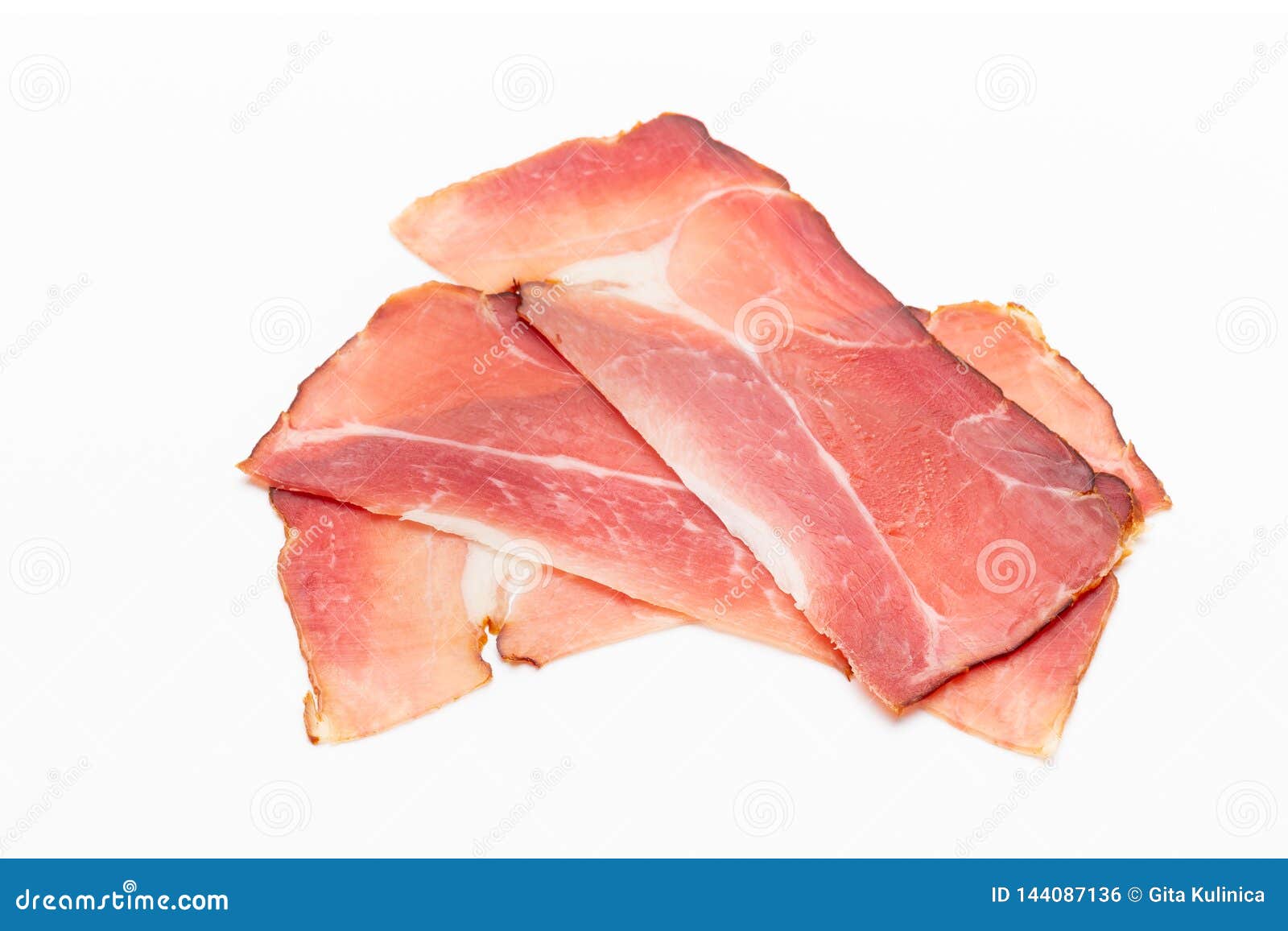 Hamon Sliced on White Background. Spanisch Traditional Meat Stock Photo ...