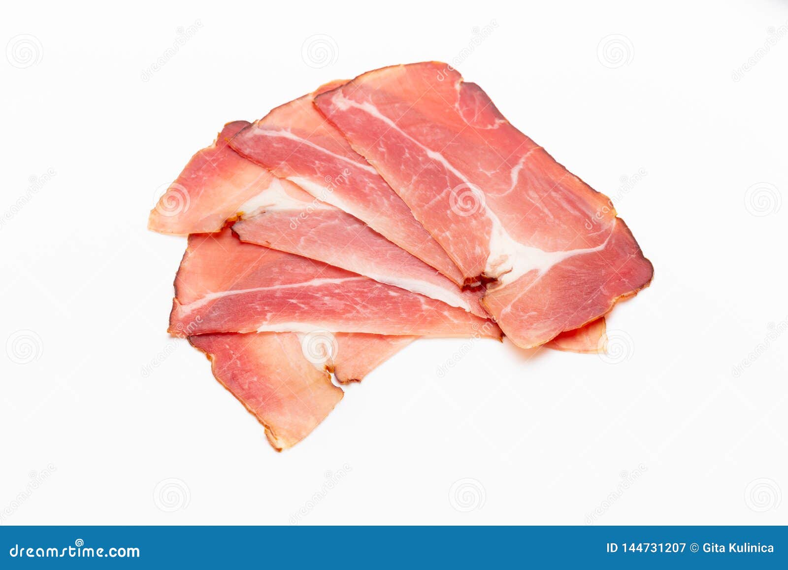 Hamon Sliced on White Background. Spanisch Traditional Meat Stock Image ...