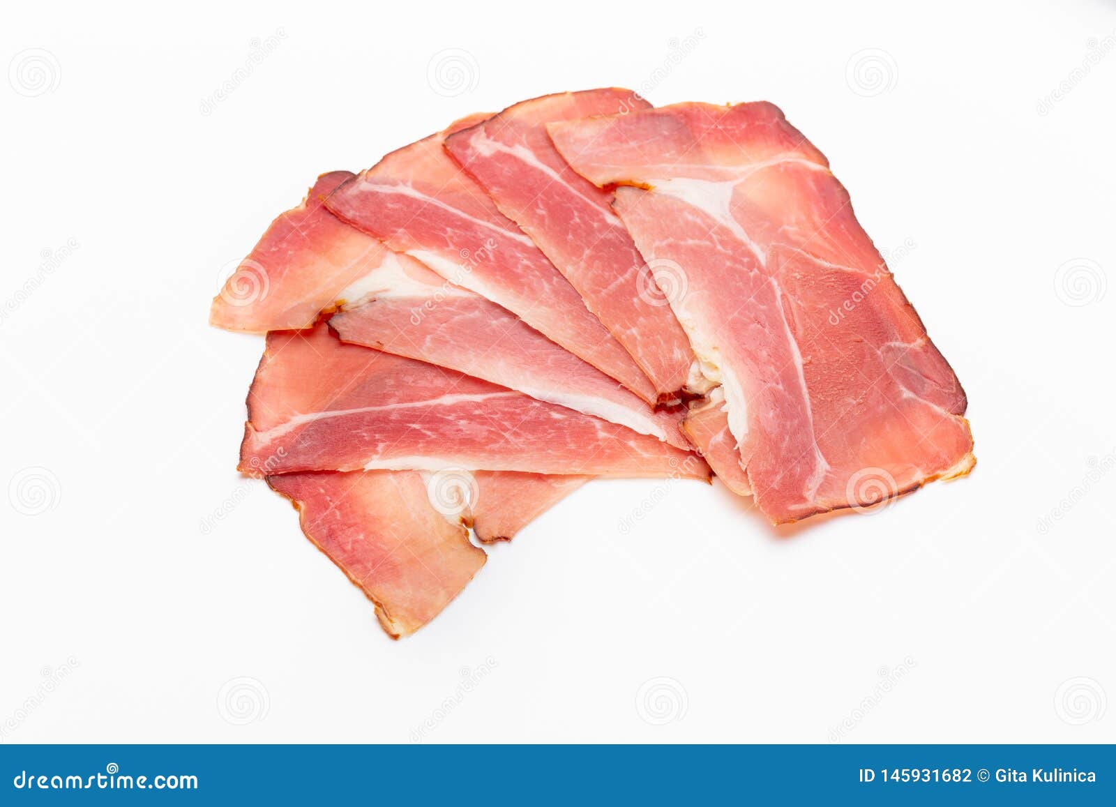 Hamon Sliced on White Background. Spanisch Traditional Meat Stock Photo ...