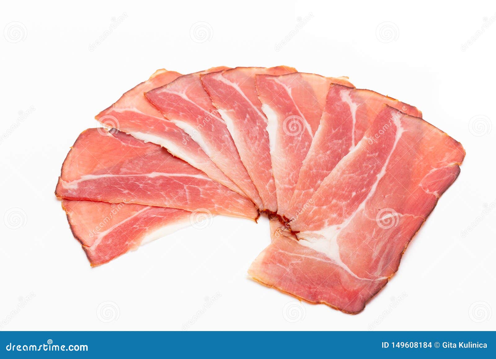 Hamon Sliced on White Background. Spanisch Traditional Meat Stock Photo ...