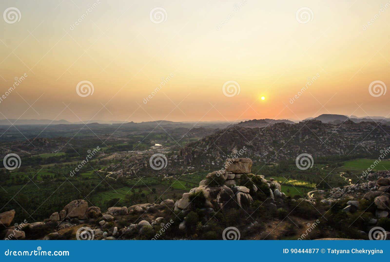 Hampi, India. View from Hanuman Temple at Sunset. Stock Image - Image ...