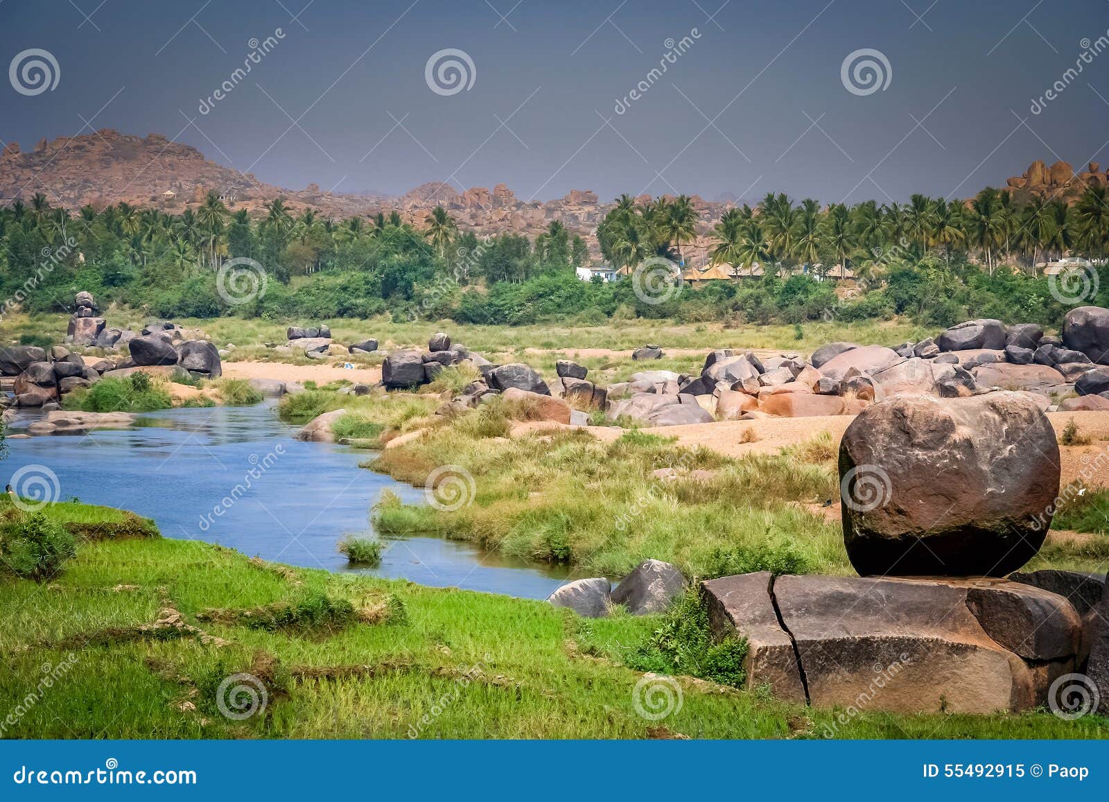 Hampi landscape stock image. Image of farming, geology - 55492915