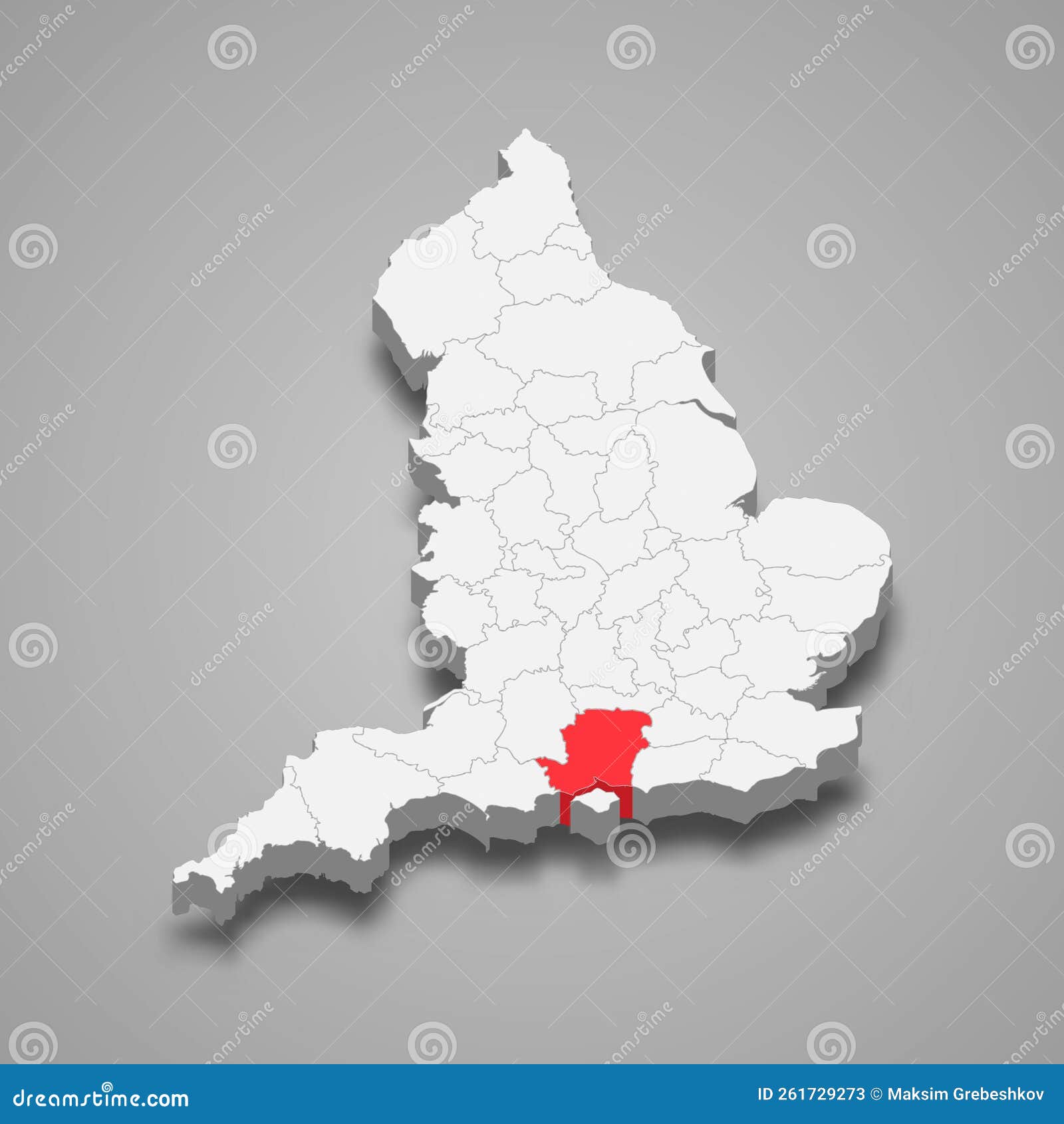 Hampshire County Location within England 3d Map Stock Vector ...